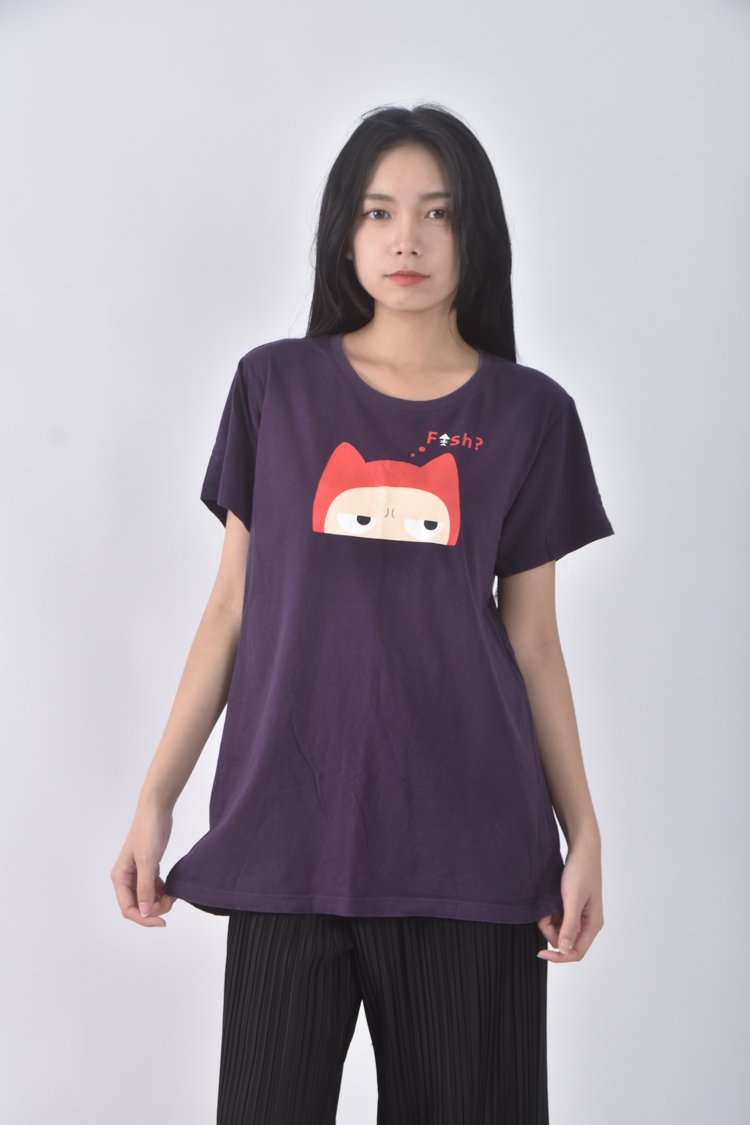 二拾衫-(L) lativ棉質純棉紫色短袖上衣二手衣｜30日無條件退貨