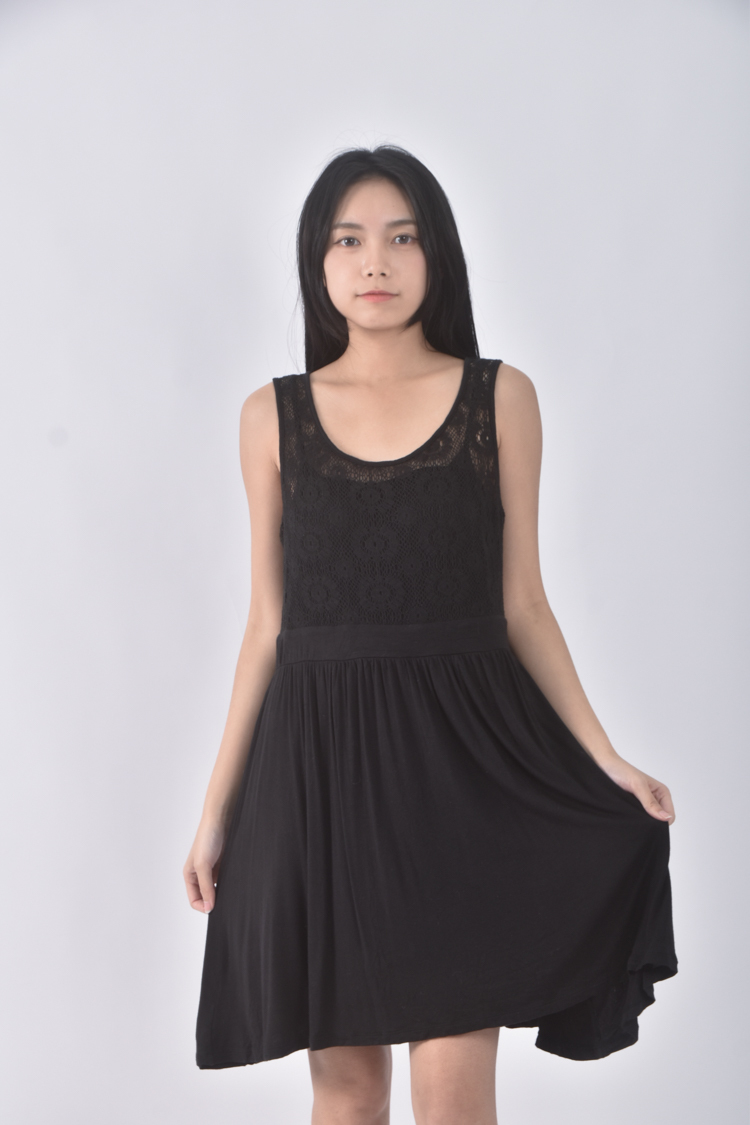 二拾衫-(L) lativ棉質假兩件黑色洋裝二手衣｜30日無條件退貨