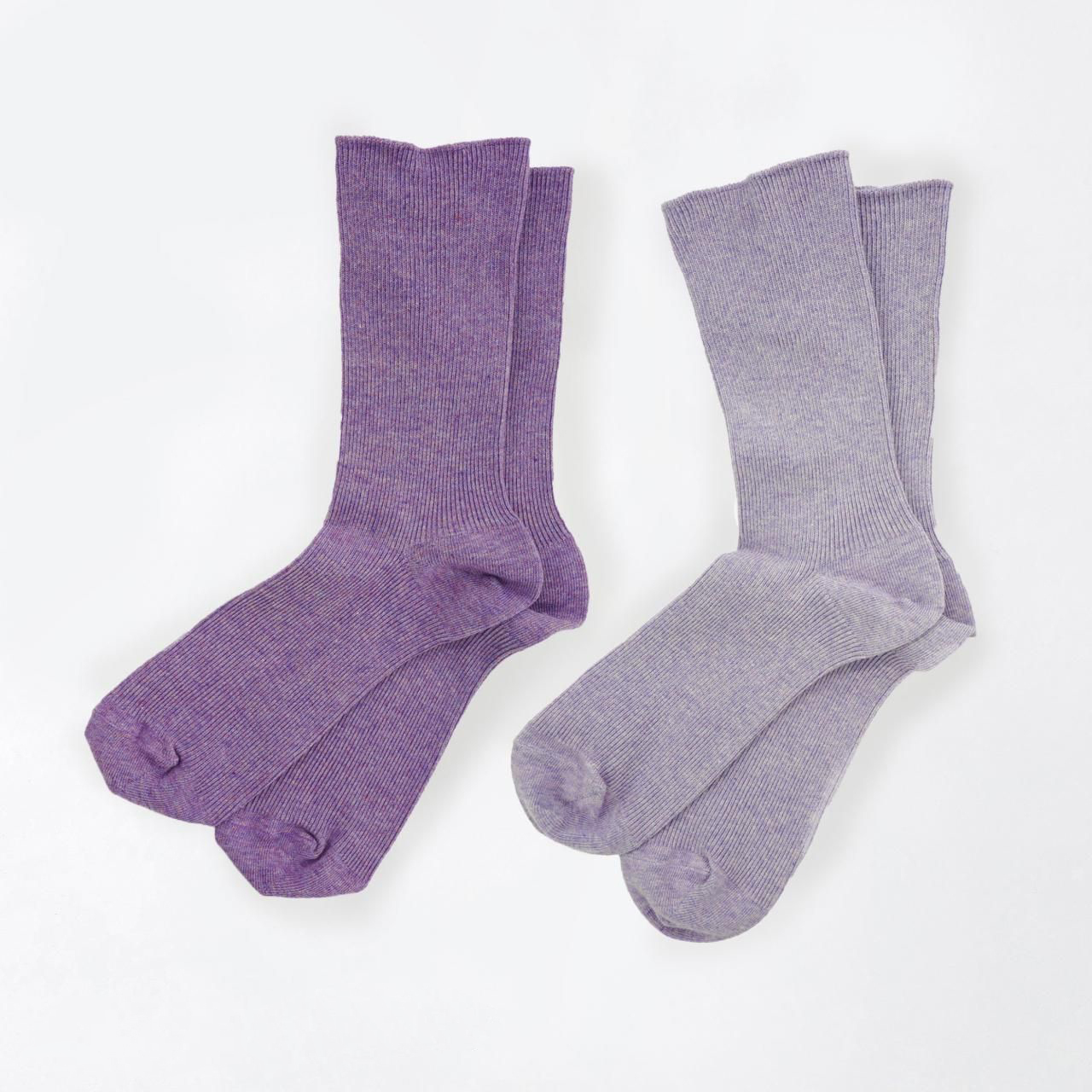 RE LOOP 無橡筋條紋襪 兩對組合套裝 (大和橘)｜SOUKI