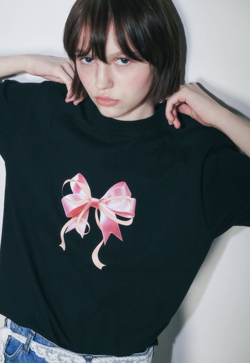 Ronron DOUBLE RIBBON BASIC FIT T SHIRT