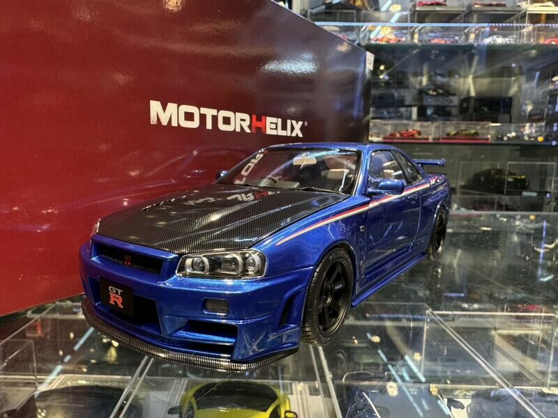 MotorHelix Nissan GT-R R34 NISMO CRS 藍色 展場限定 1/18