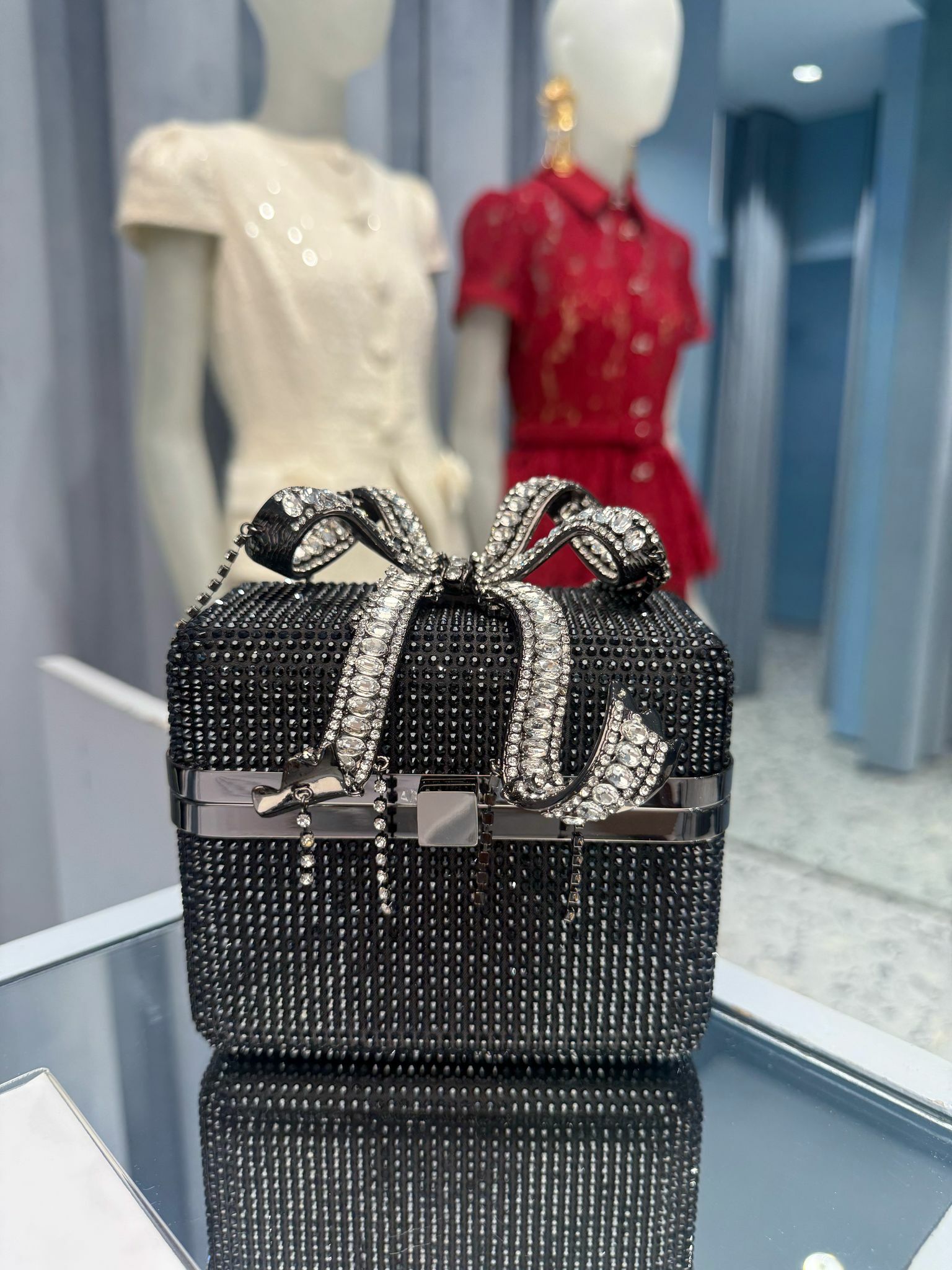 Self Portrait Black Rhinestone Vanity Bag