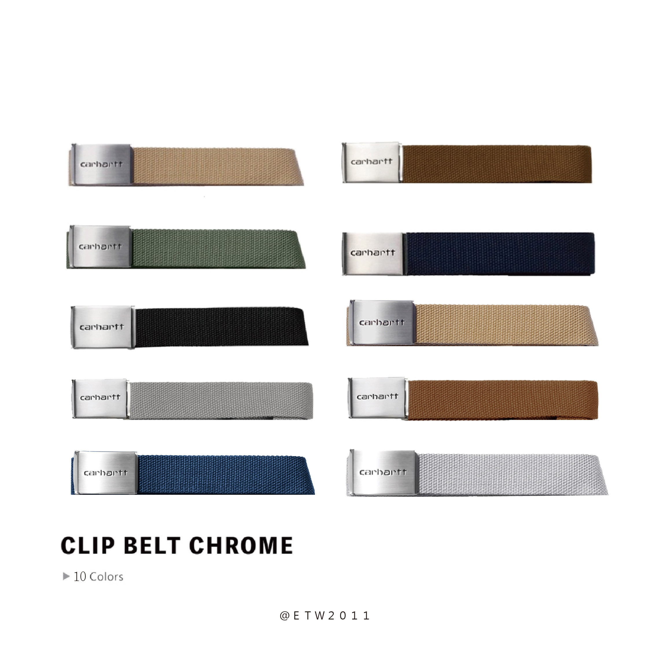 ☆ETW☆【一中店】CARHARTT WIP Clip Belt Chrome 黑色 卡其 帆布 腰帶 皮帶