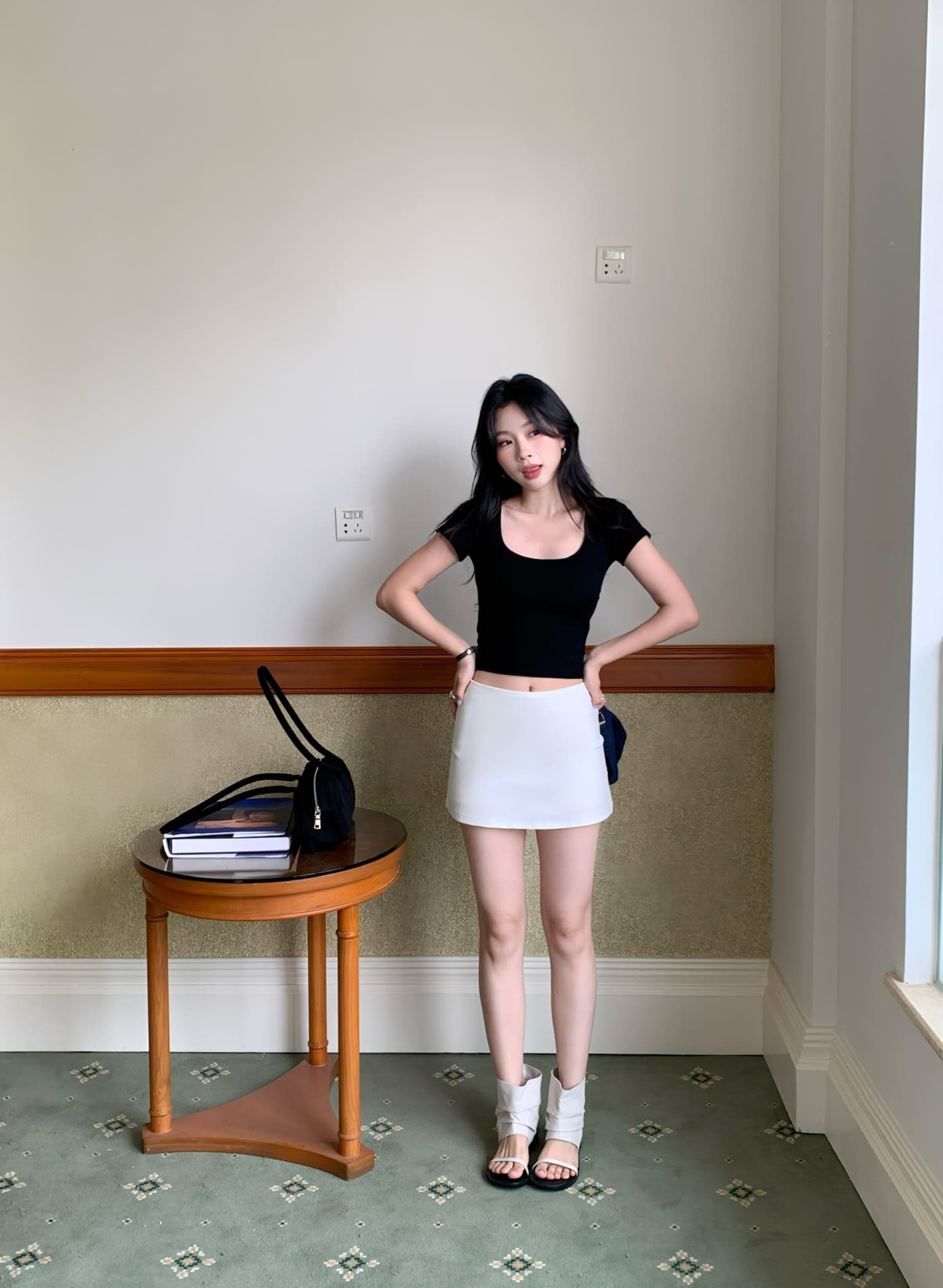 Rita elastic slimfit miniskirt in White