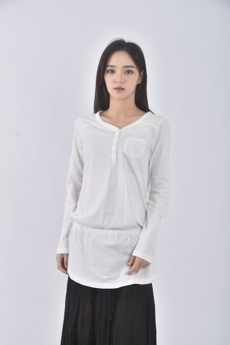 二拾衫-(S) lativ質感棉質純棉白色長袖上衣二手衣｜30日無條件退貨