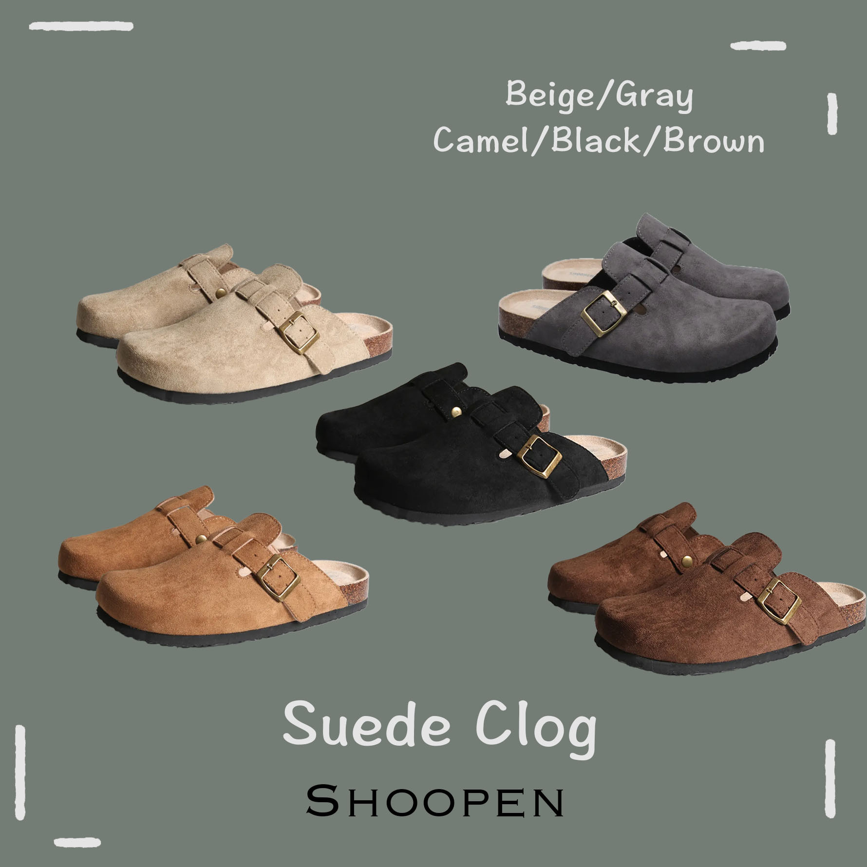 【OWN】SHOOPEN 勃肯鞋 懶人鞋 休閒 麂皮 懶人拖 穆勒 MULE 不分男女 黑色 灰色 駝色 咖啡