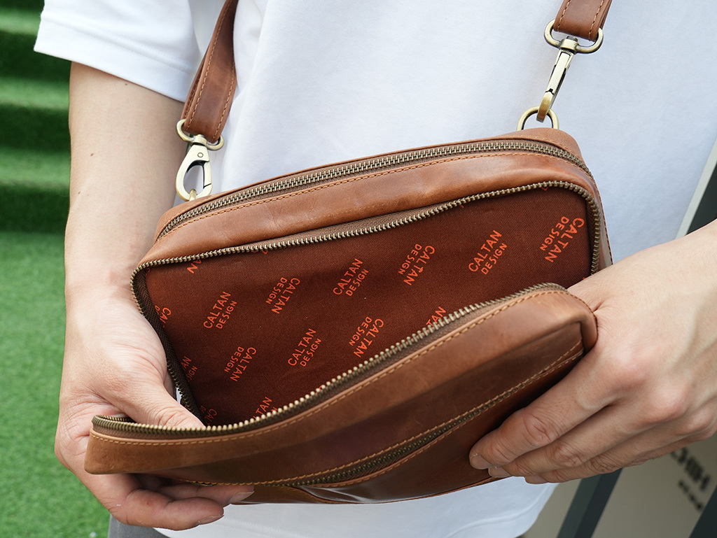 牛皮/斜背包/小包【CALTAN】多功能單肩/斜背/手拿三用拉鍊真皮包-5456四色