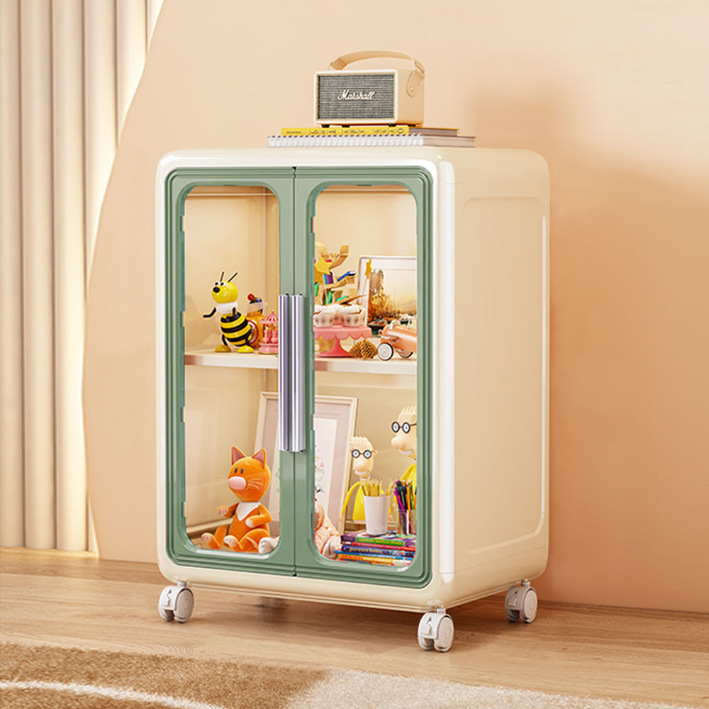 【AOTTO】奶油撞色附輪可疊加雙開門收納櫃(AL-217)