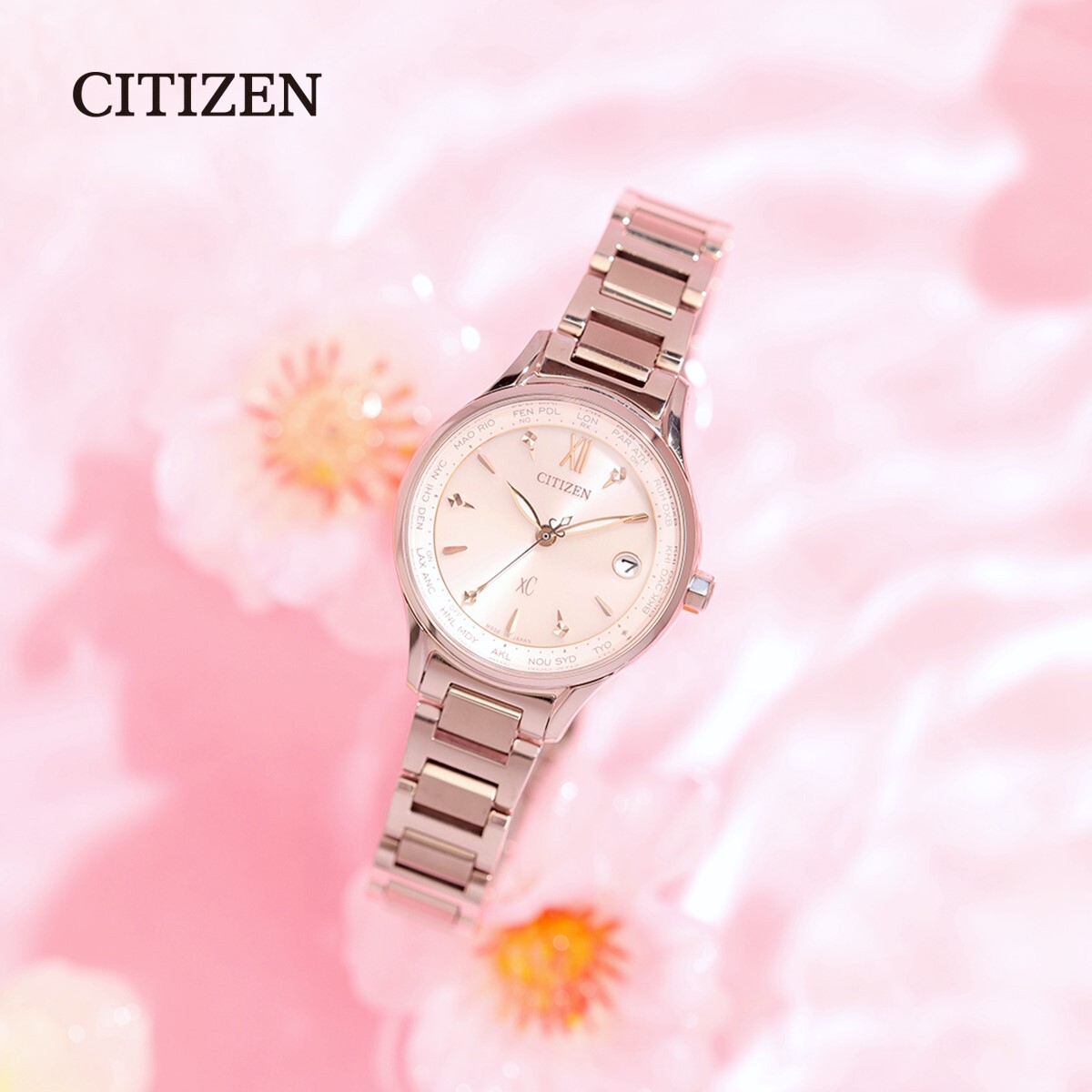 星辰錶CITIZEN xC Sakura pink 櫻花粉紅 鈦金屬萬年曆光動能電波腕錶 EC1193-55X