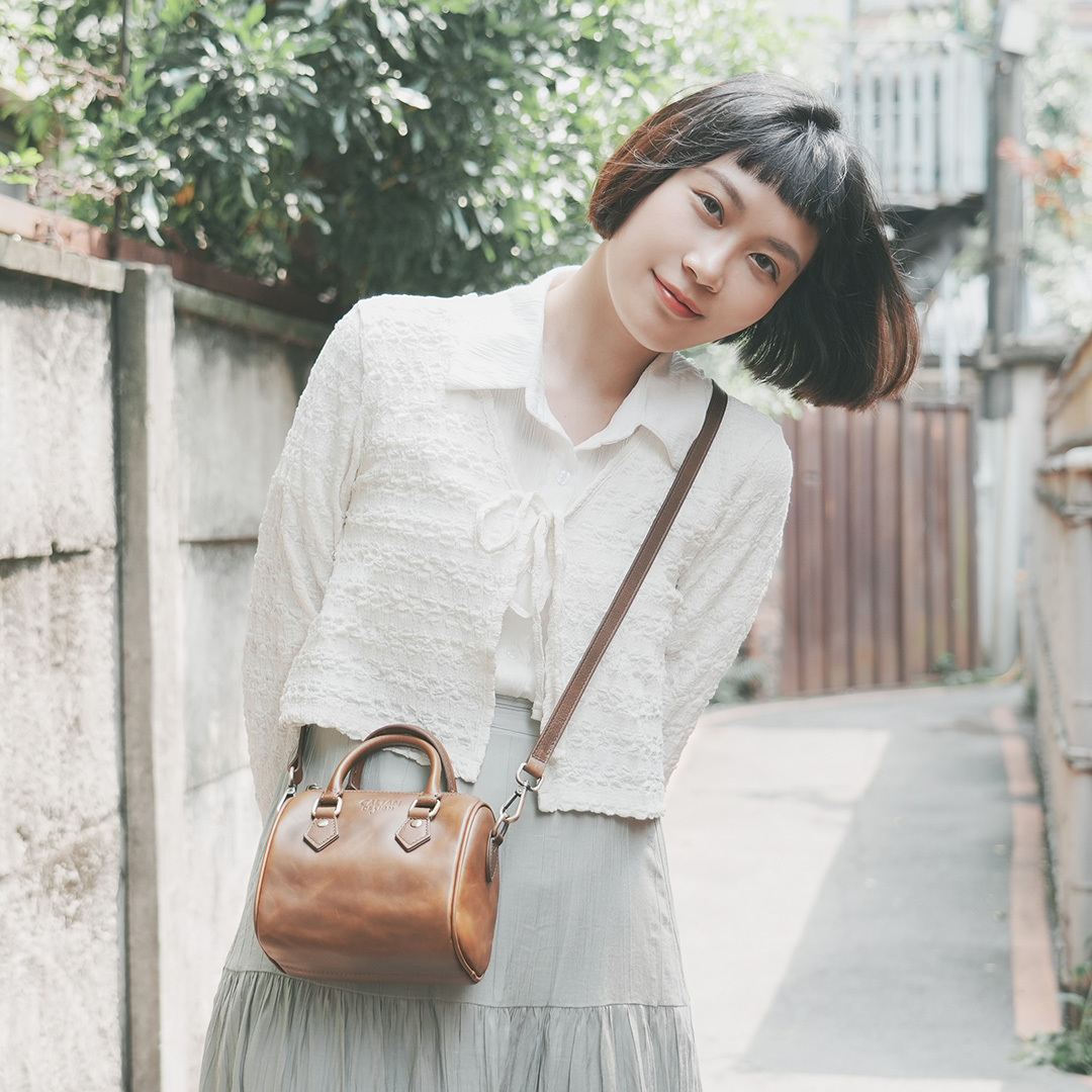 牛皮/斜背包【CALTAN】真皮迷你經典波士頓包 234025六色