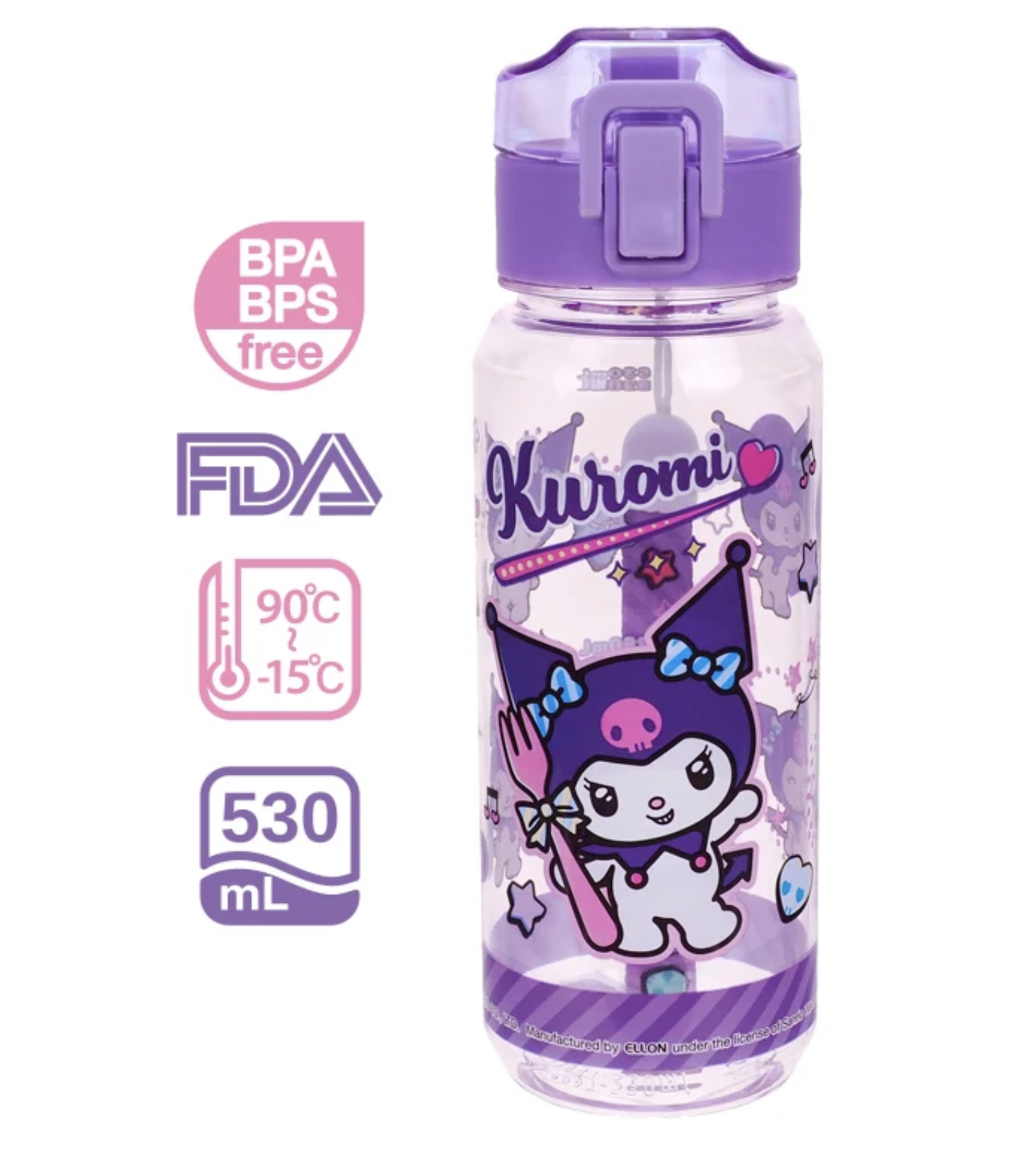 Kuromi 530ml BPA & BPS Free 膠水樽連手繩 9-8474-1
