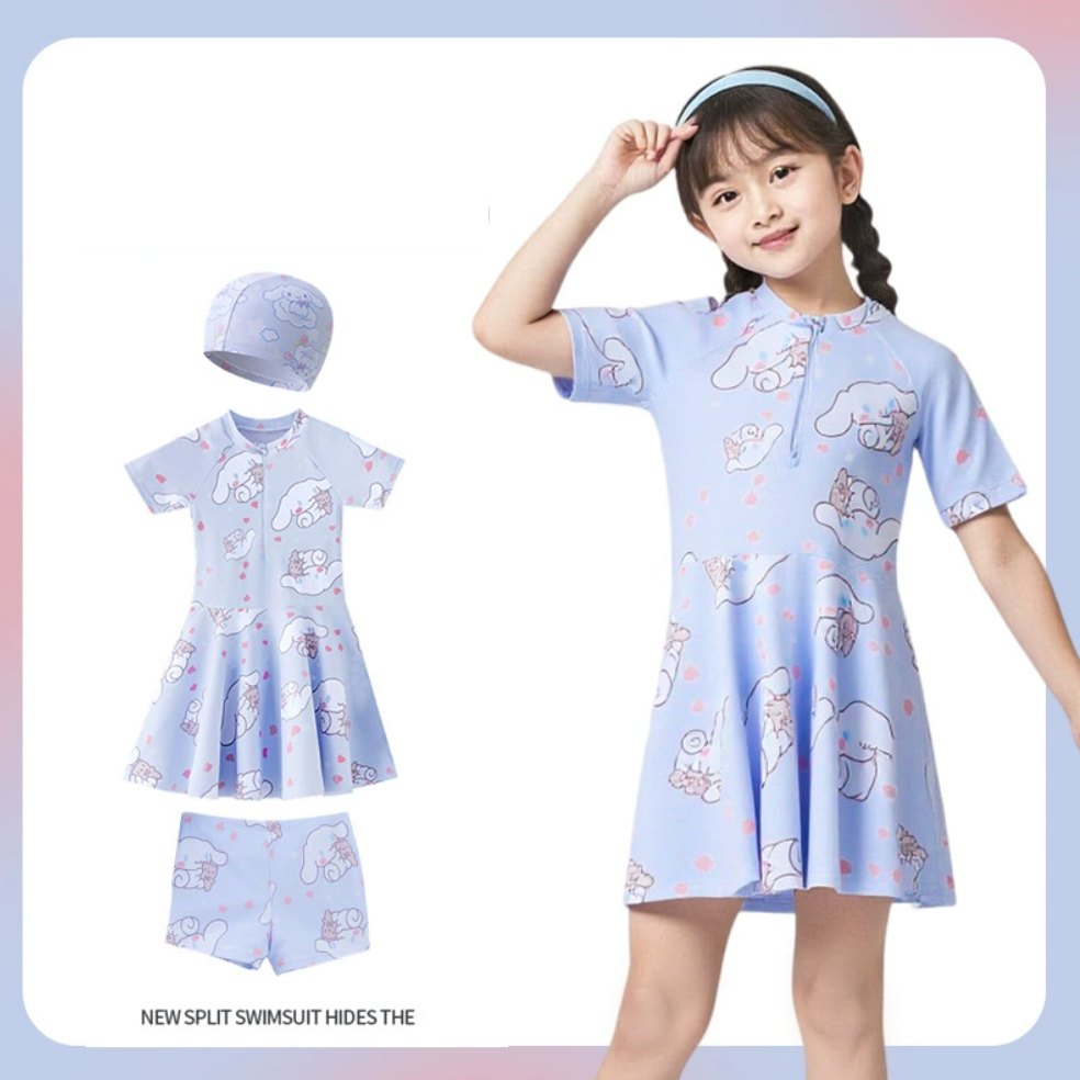 S0174 玉桂狗泳衣三件套(含泳帽)