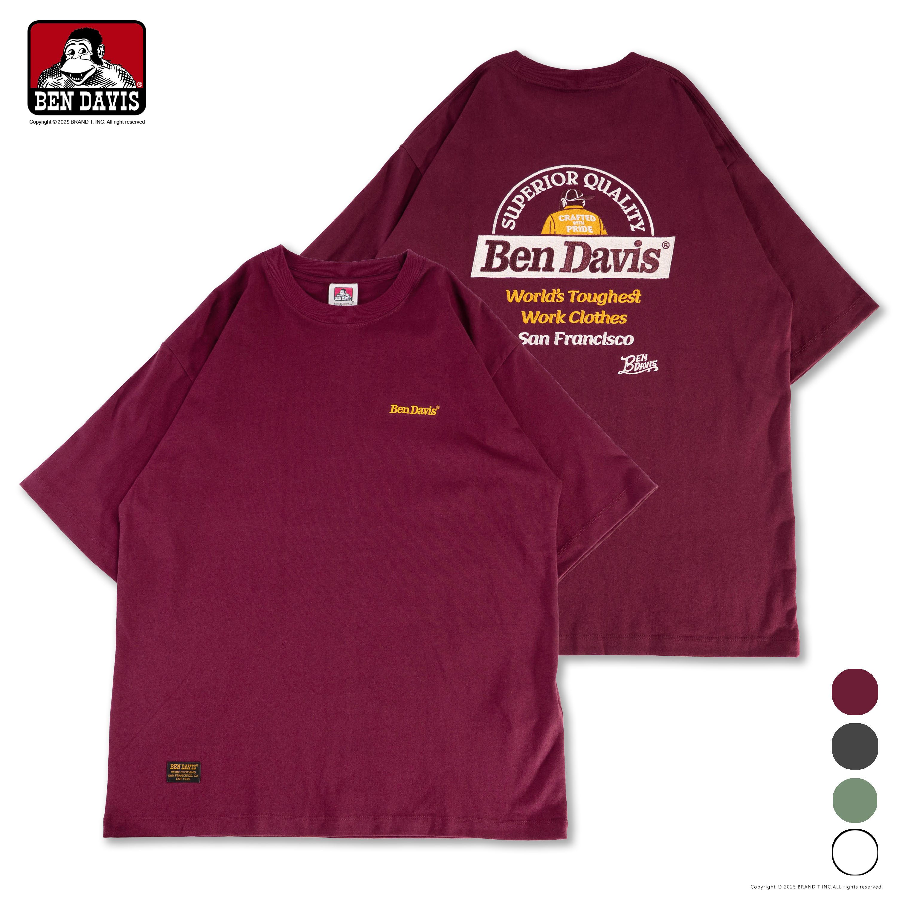 【BEN DAVIS】BD LABEL EMB TEE 猿人 標籤 LOGO 刺繡 短T 4色