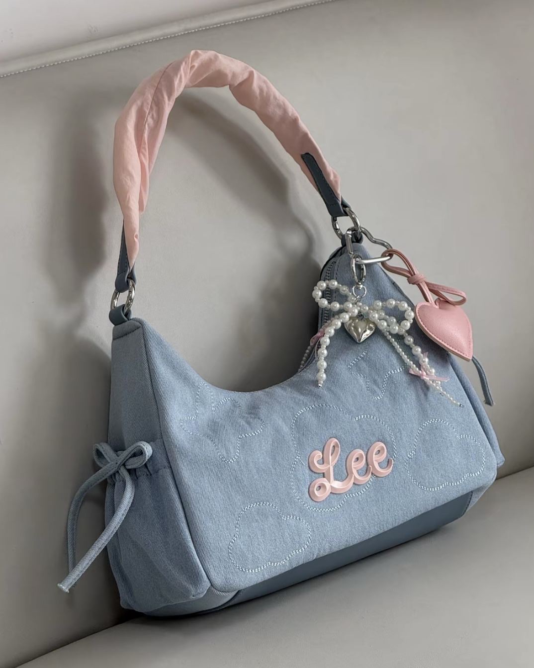 Lee Wonton Bag 雲朵包 牛仔 粉 蝴蝶結 芭蕾風 肩背包 腋下包 LE250033M-541