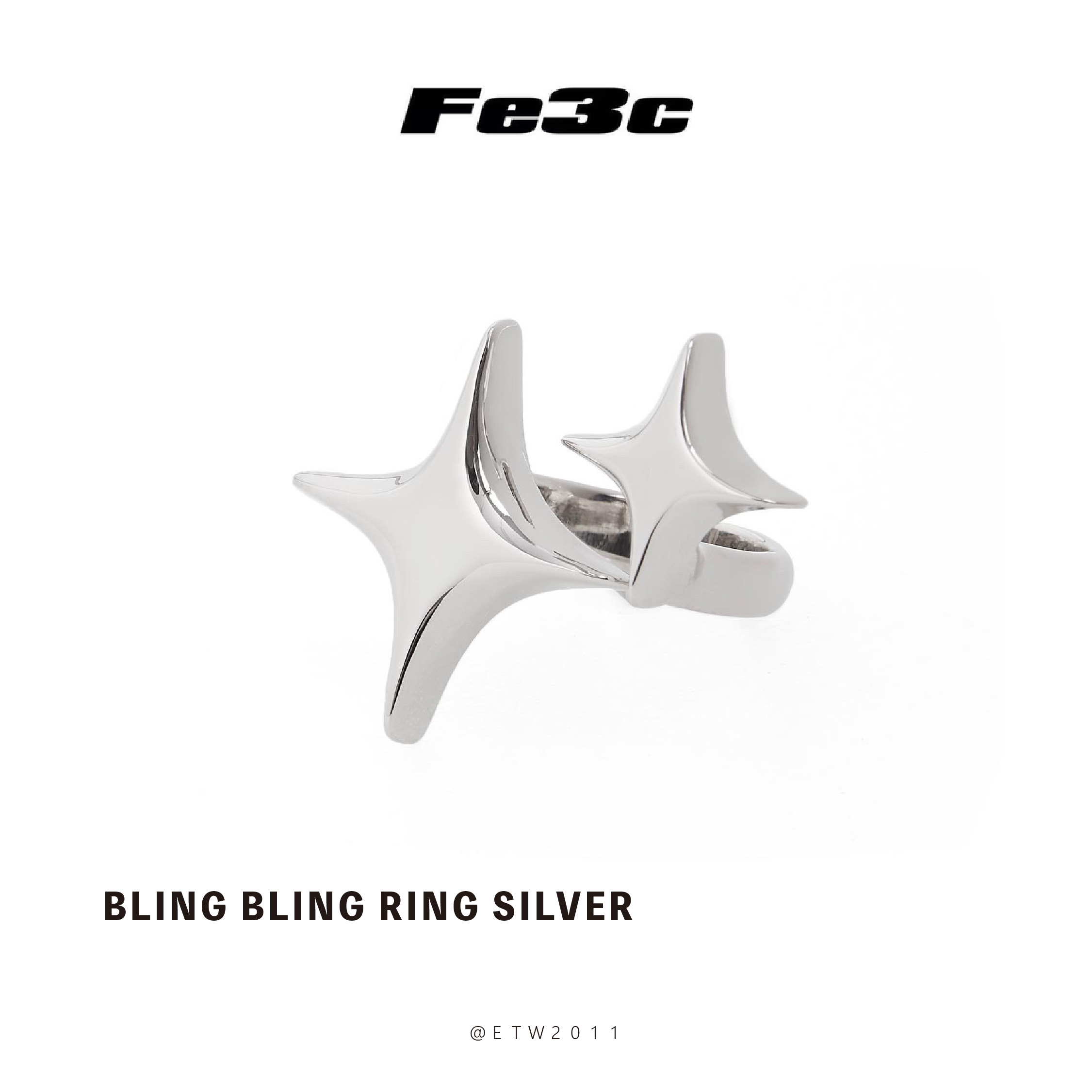 ☆ETW☆【台中店】Fe3c Bling Bling Ring Silver 星星戒指 閃亮 銀
