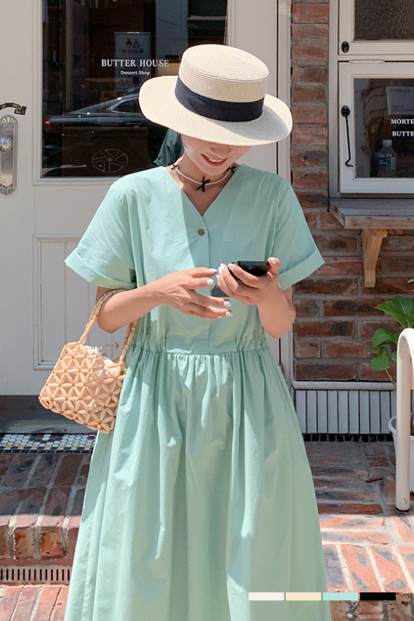 清新收腰設計孕婦洋裝 [C3206]