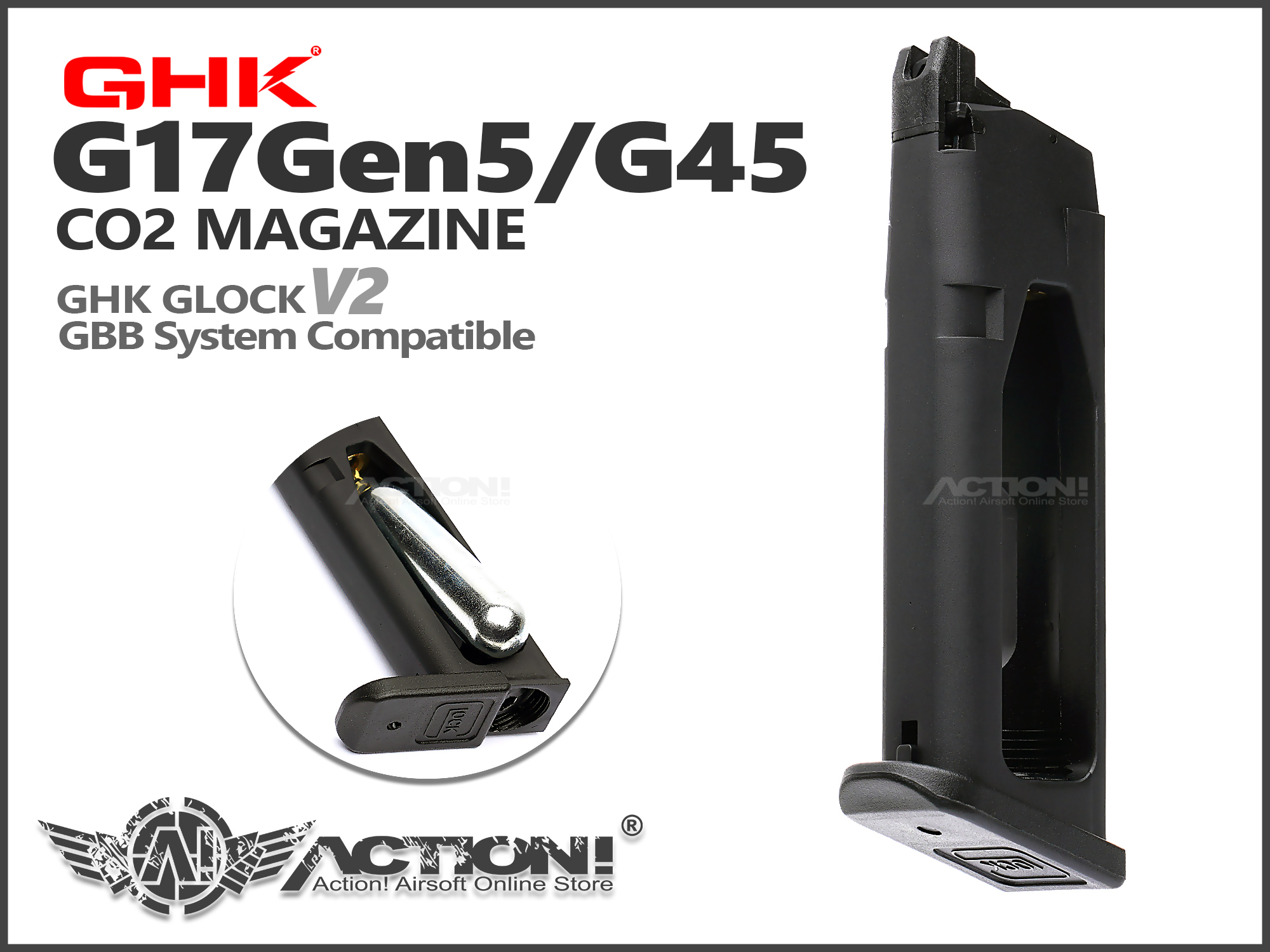 GHK - G17 /GLOCK 17 Gen5 /G45 樣式 20發 CO2 彈匣 (GHK G17 Ge
