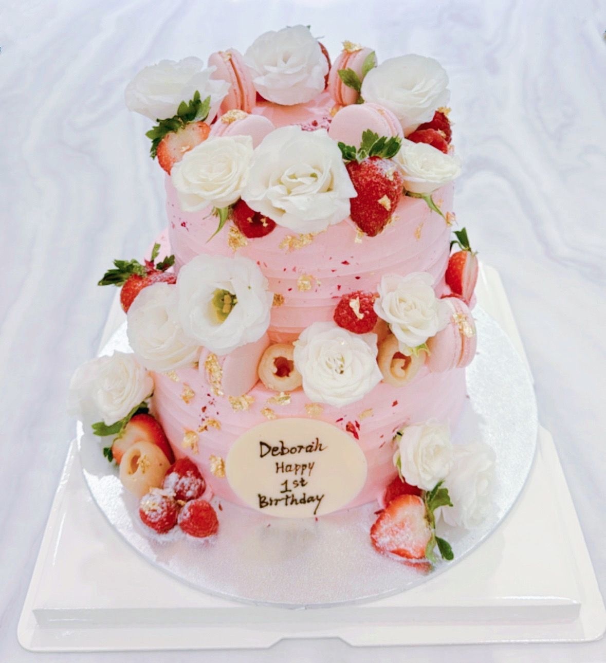 Floral cake- Lychee rose raspberry 2 tier
