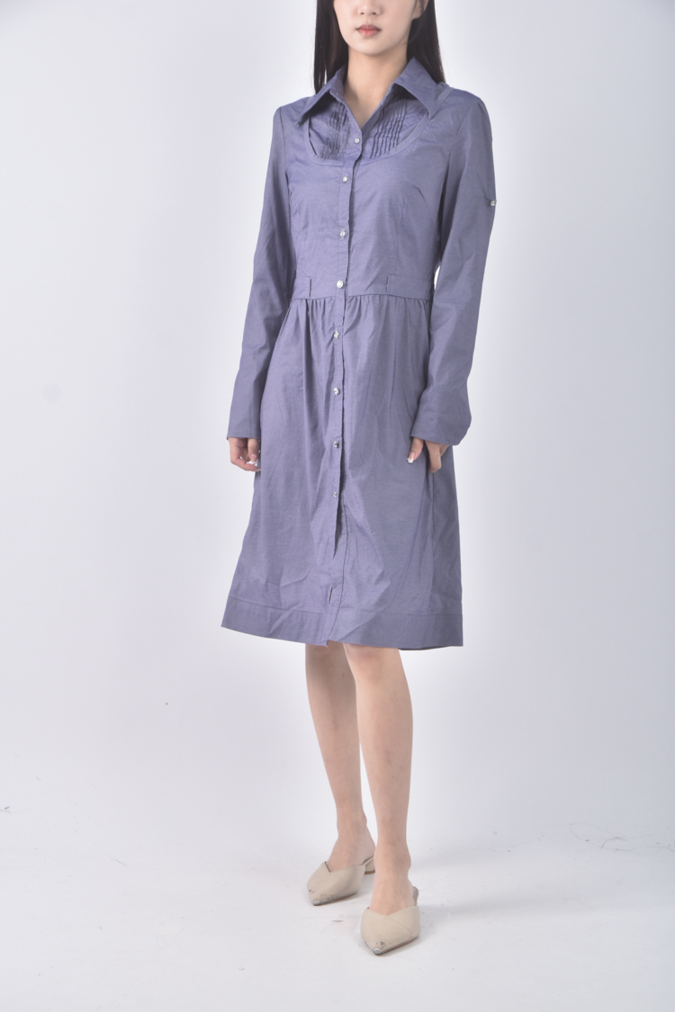 二拾衫-(M) tian mu collection排扣藍色洋裝二手衣｜30日無條件退貨