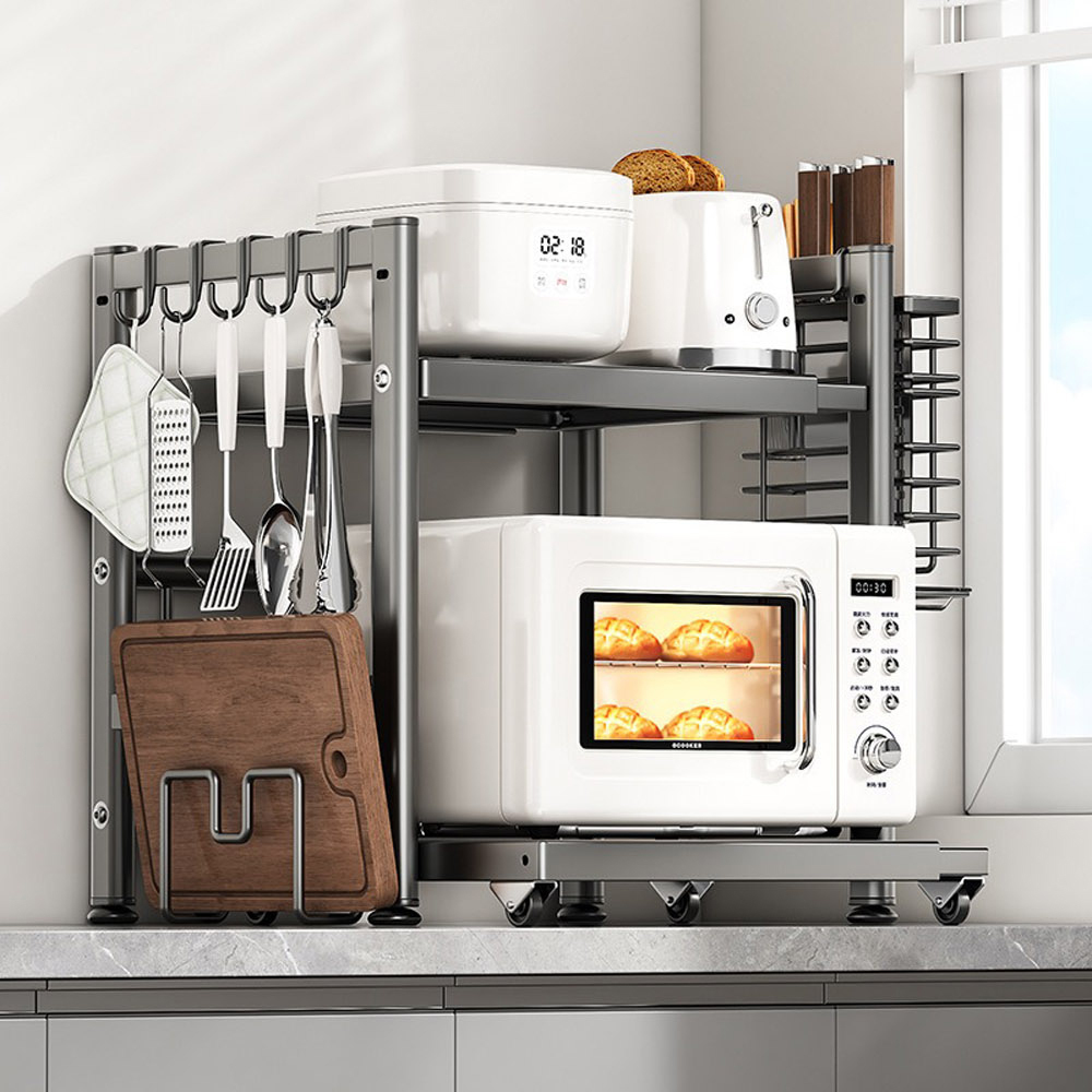 【AOTTO】廚房多功能伸縮電器抽拉收納置物架(KC-001)