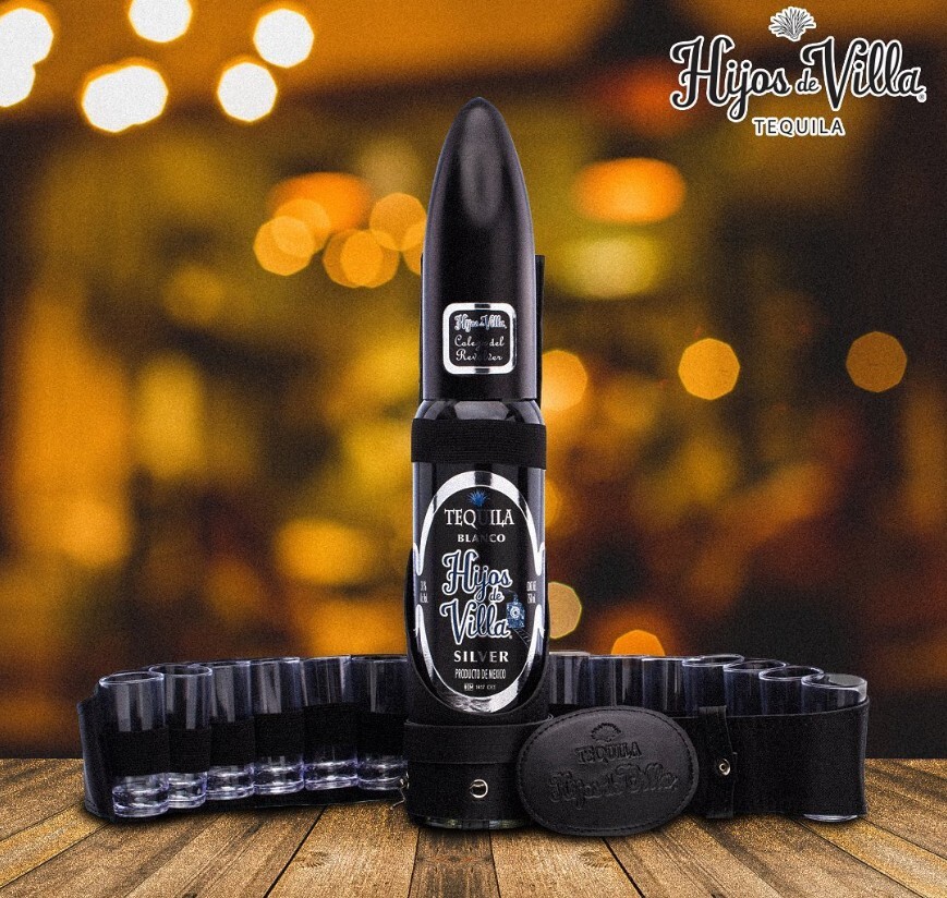 墨西哥 黑機槍子彈龍舌蘭酒 彈夾帶15個shot杯 HIJOS DE VILLA Tequila Bullet