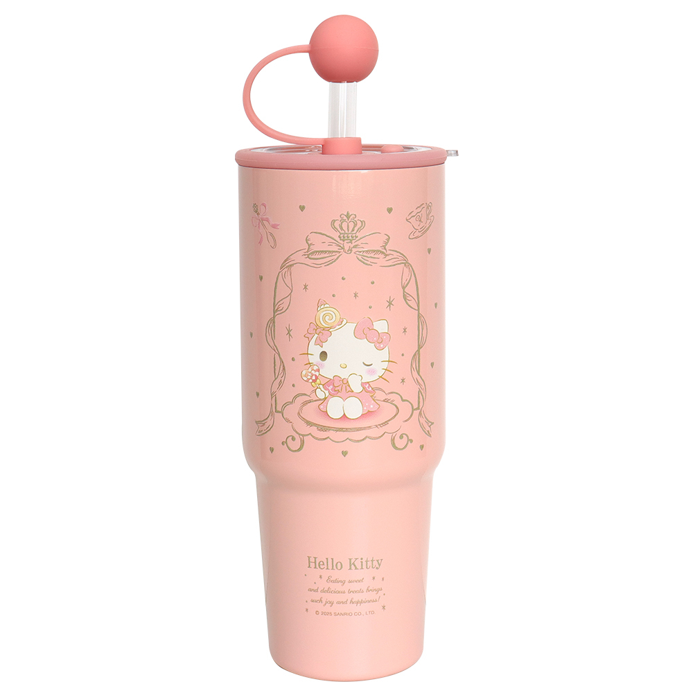 【SANRIO】三麗鷗不鏽鋼真空隨行吸管酷樂杯 HELLO KITTY KF-9900KB