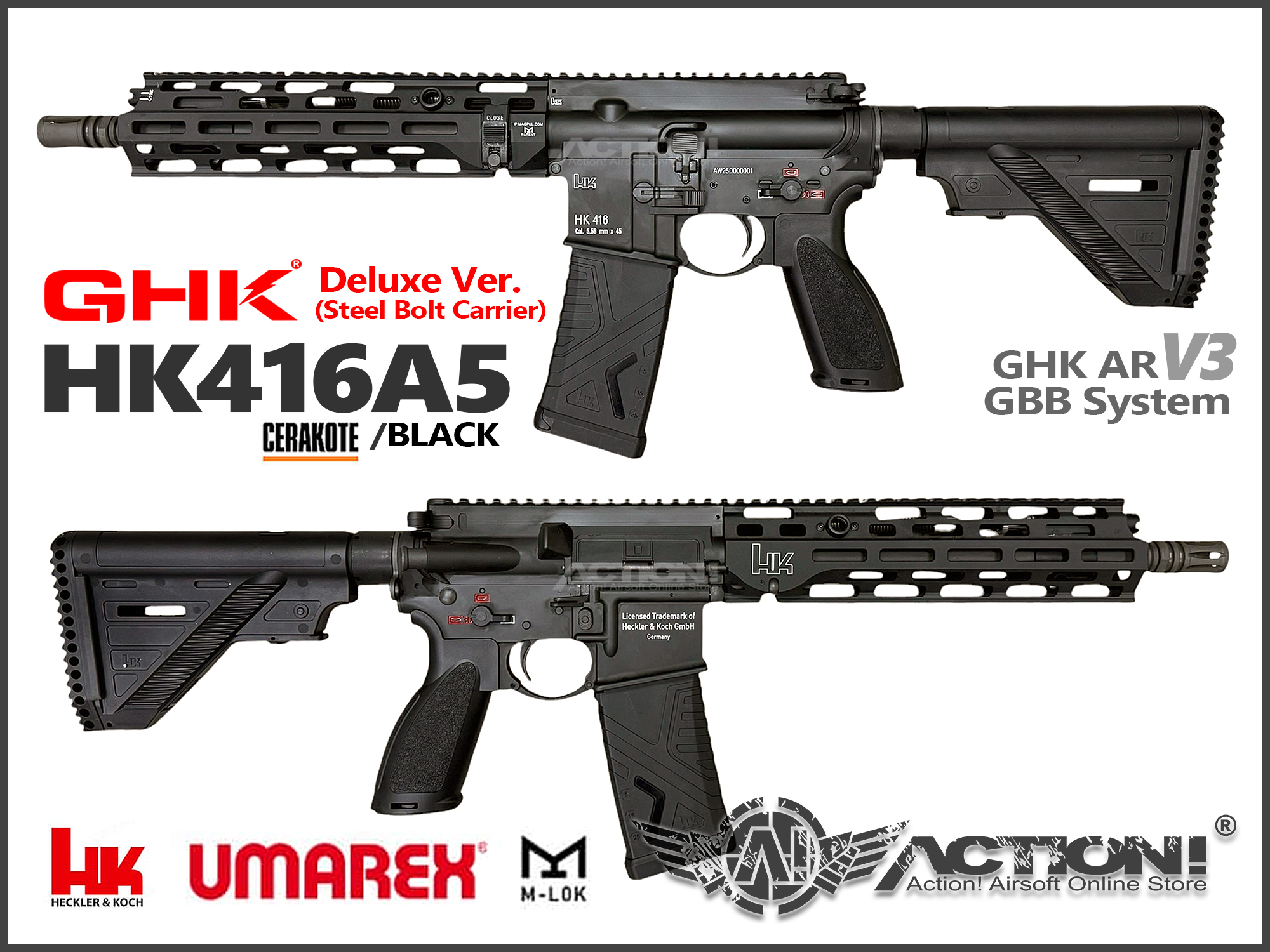 GHK - HK416A5 GBB氣動槍 DX版 (鋼製槍機搭載) (GHK AR /M4 V3 GBB系統)