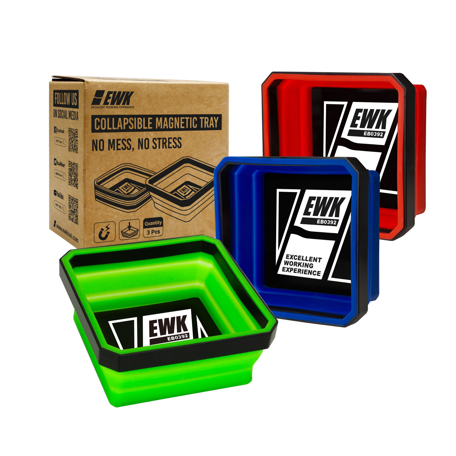 3 Pcs Collapsible Magnetic Parts Tray for Screws | EWK