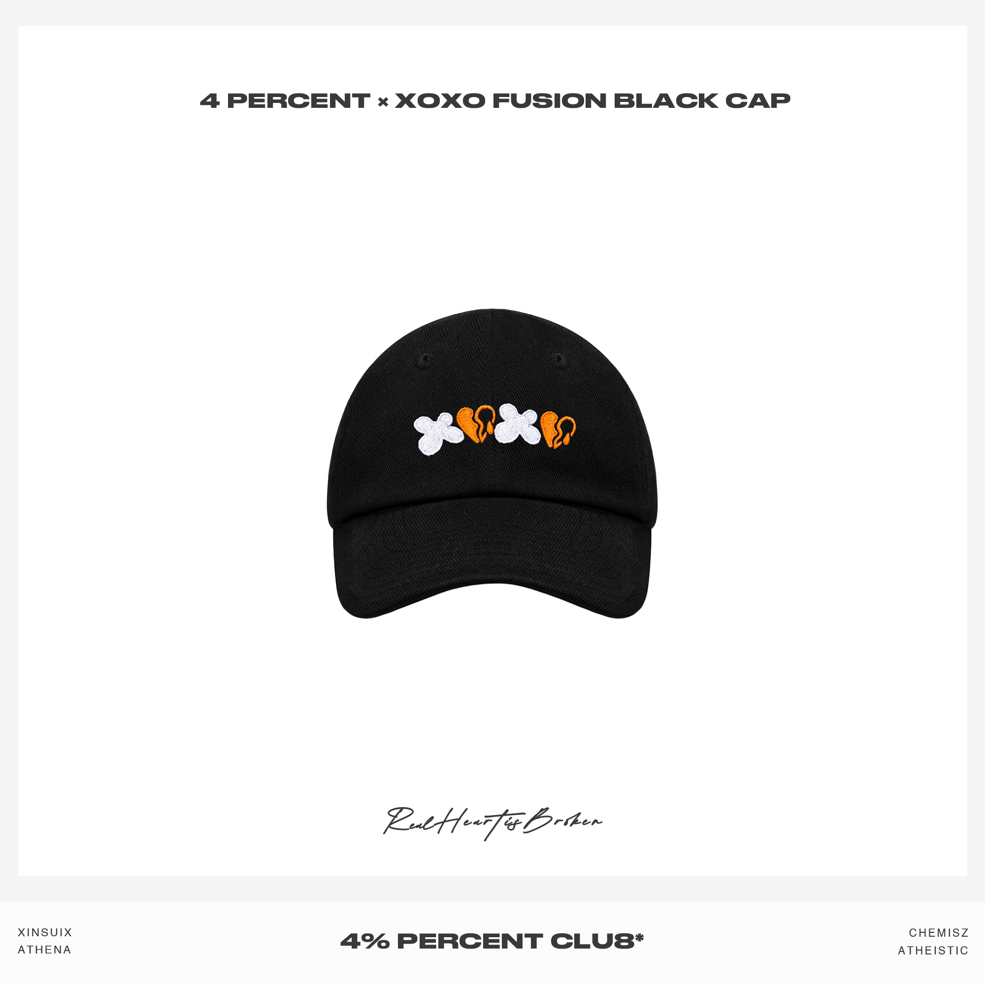 4 PERCENT × XOXO FUSION BLACK CAP / 品牌限定聯乘棒球帽