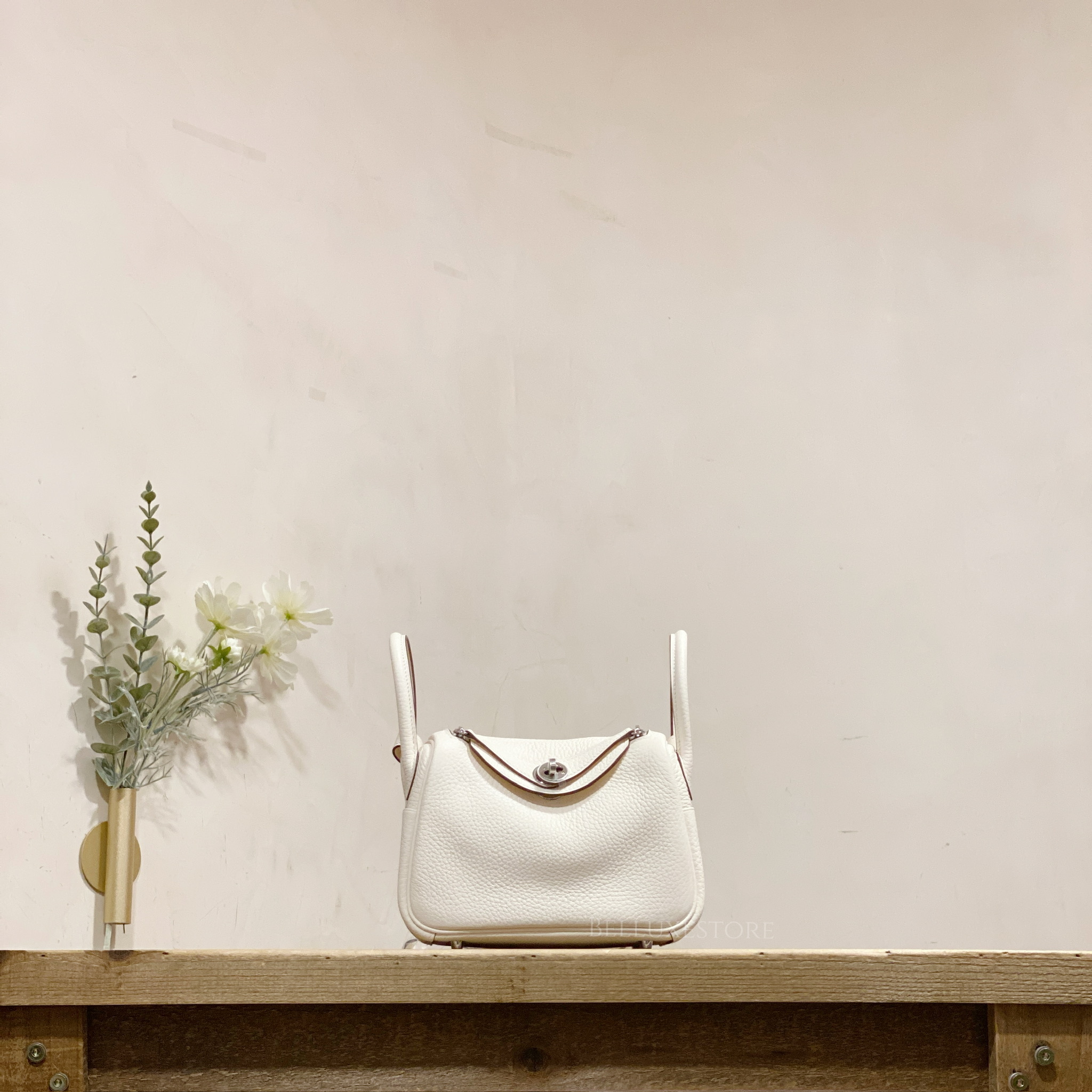 [Brand new] Hermes mini lindy clemence stamp W nata/...