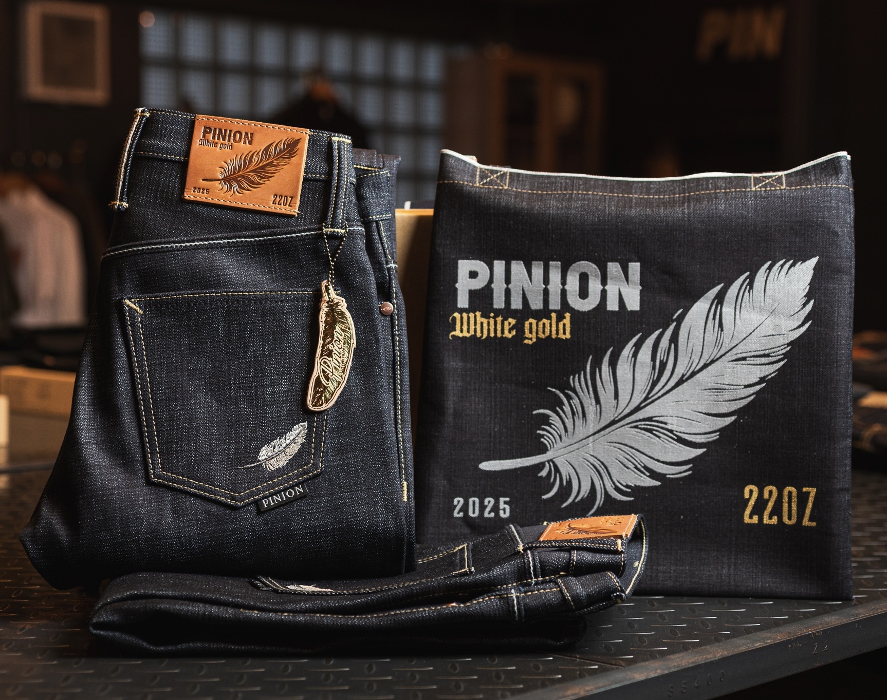 PINION DENIM WHITE GOLD 2025 22oz ผ้า Japan Slub one w