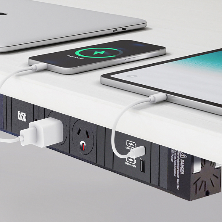 BACHMANN Connectline 康奈克桌下電源｜可調整角度 × 多國插座 × 桌面整線專用模組
