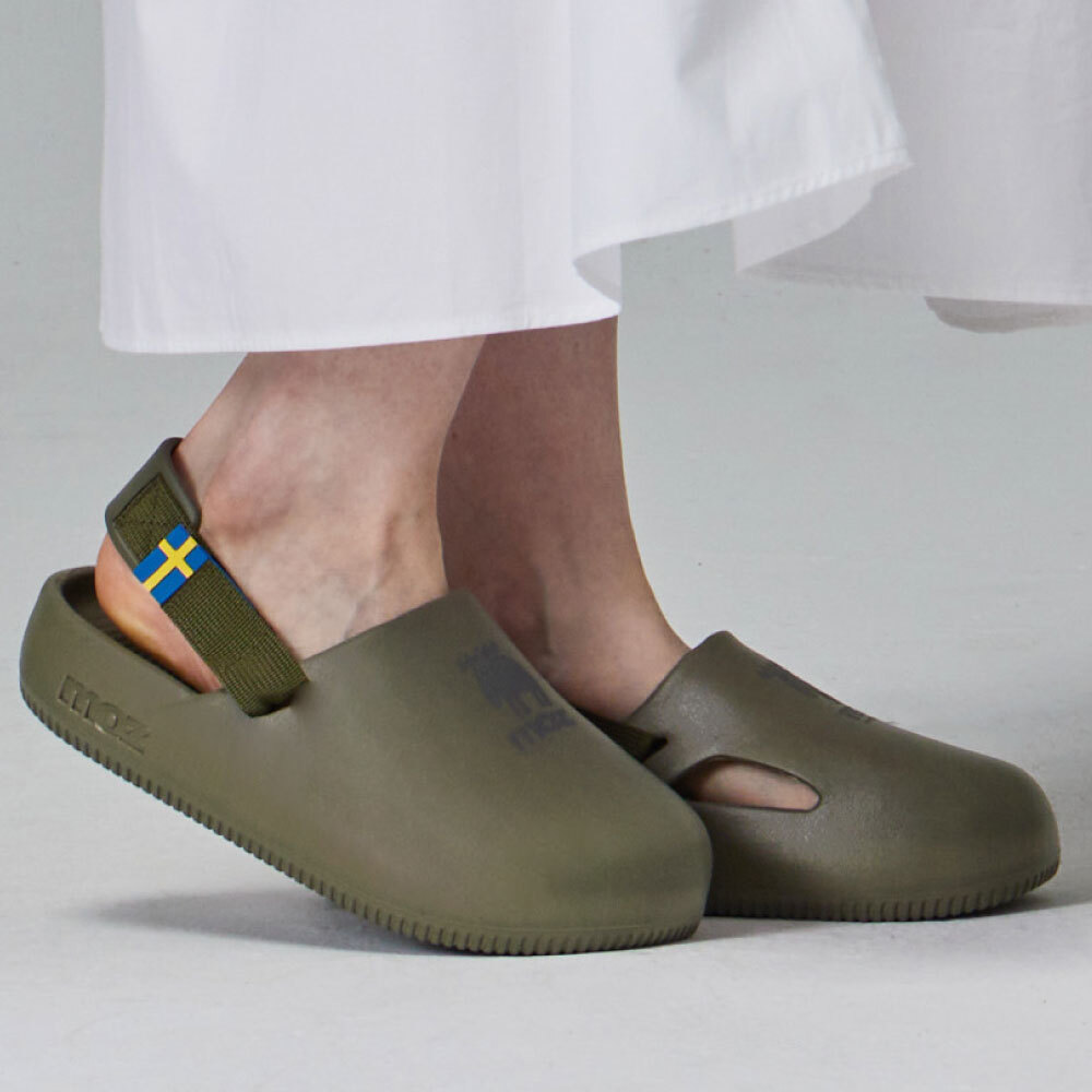 moz瑞典 駝鹿 巧巴達 eva 2way 穆勒涼拖鞋(墨綠)