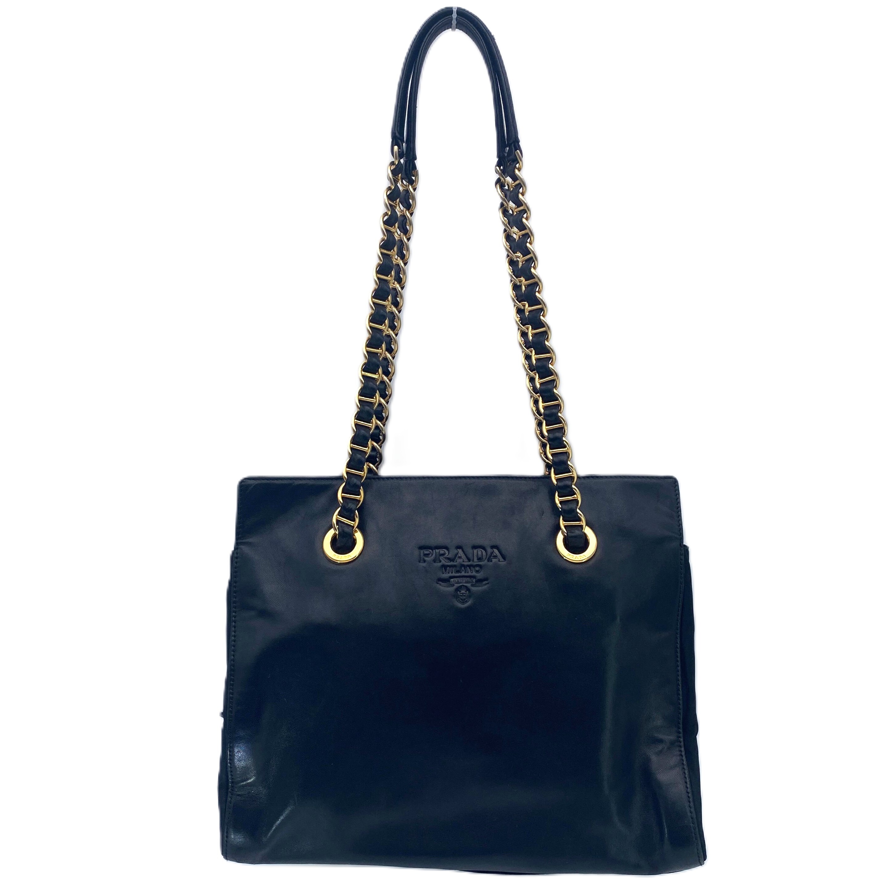 Prada Leather Chain Tote Bag