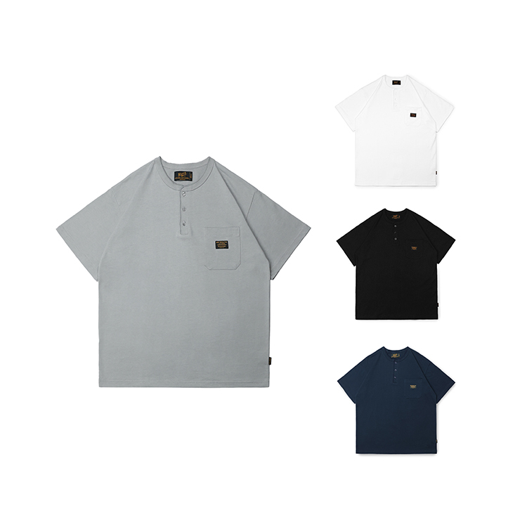 BSSP - HENLEY NECK POCKET TEE 4 Colors