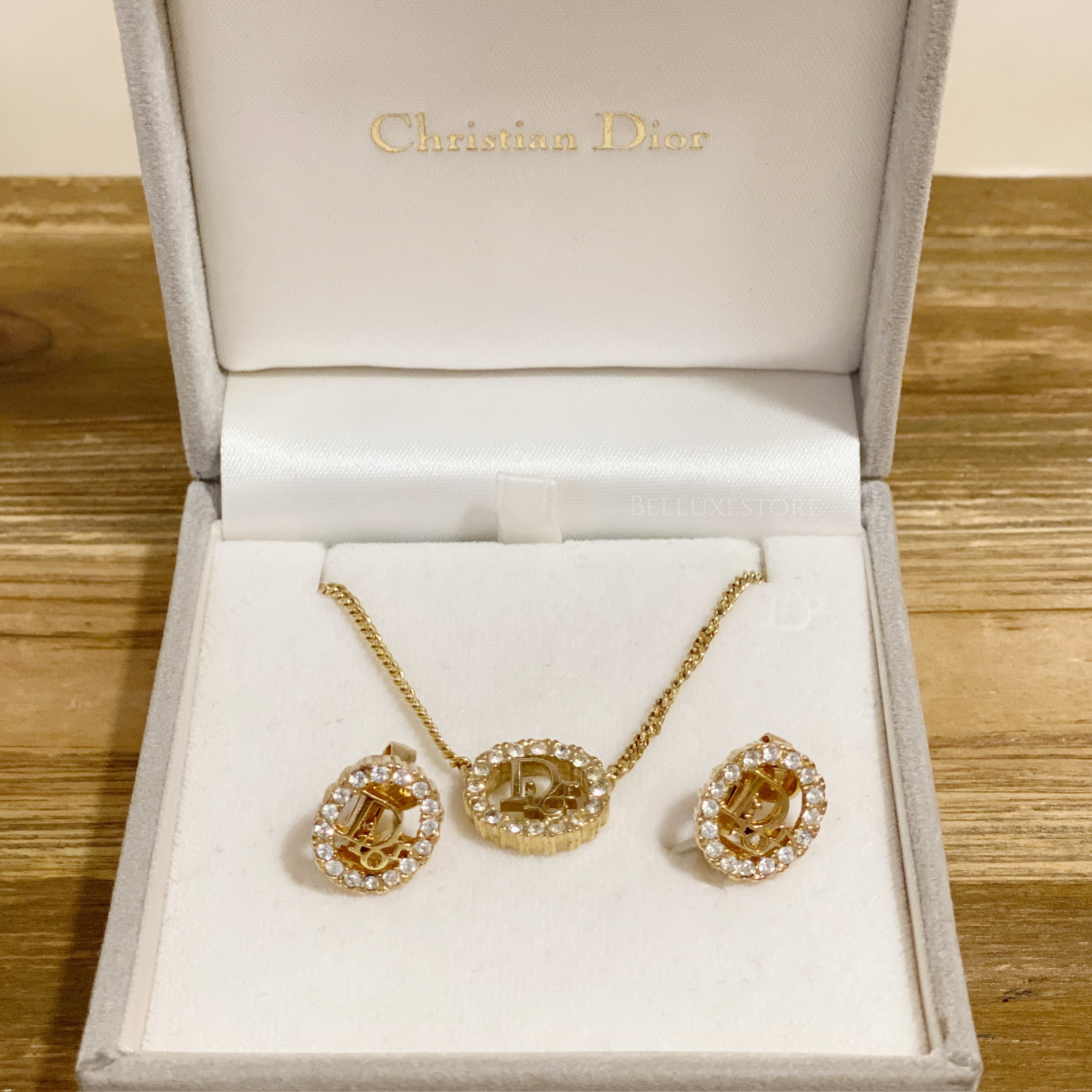 [Pre-owned] Dior Vintage Necklace & Ear clips Set gold