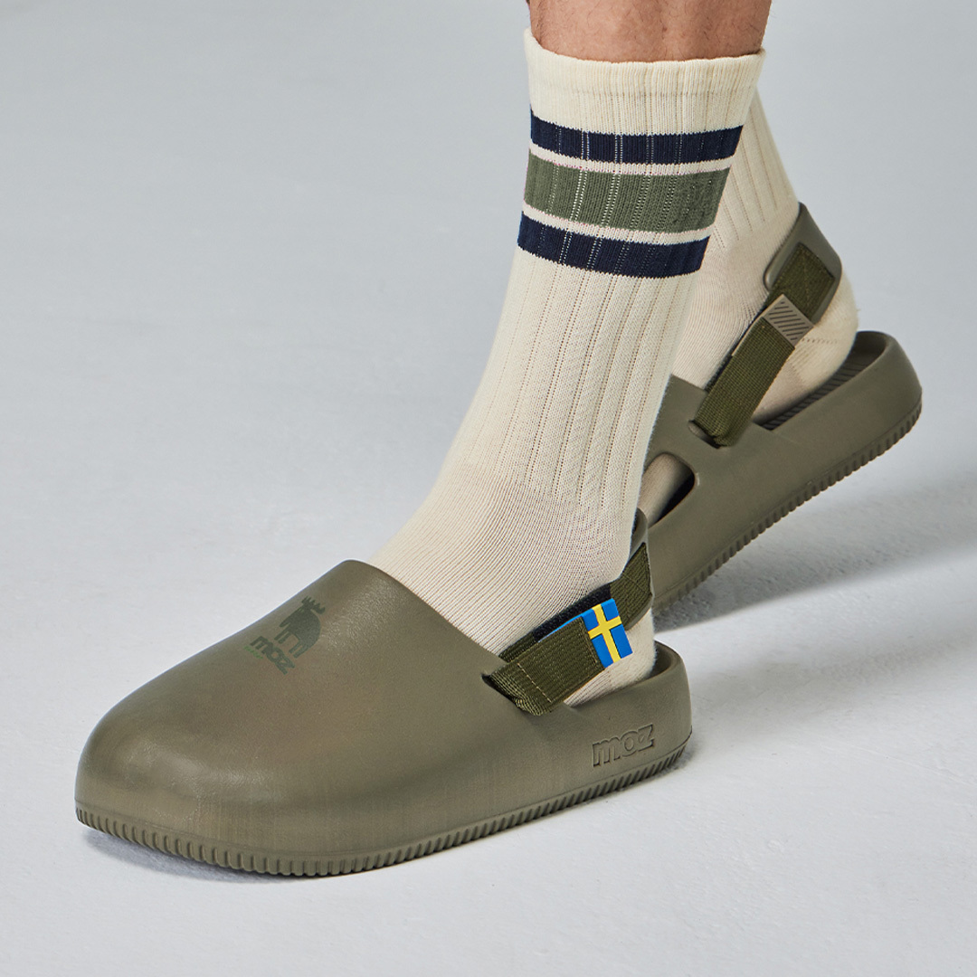 moz瑞典 駝鹿 巧巴達 eva 2way 穆勒涼拖鞋(墨綠)