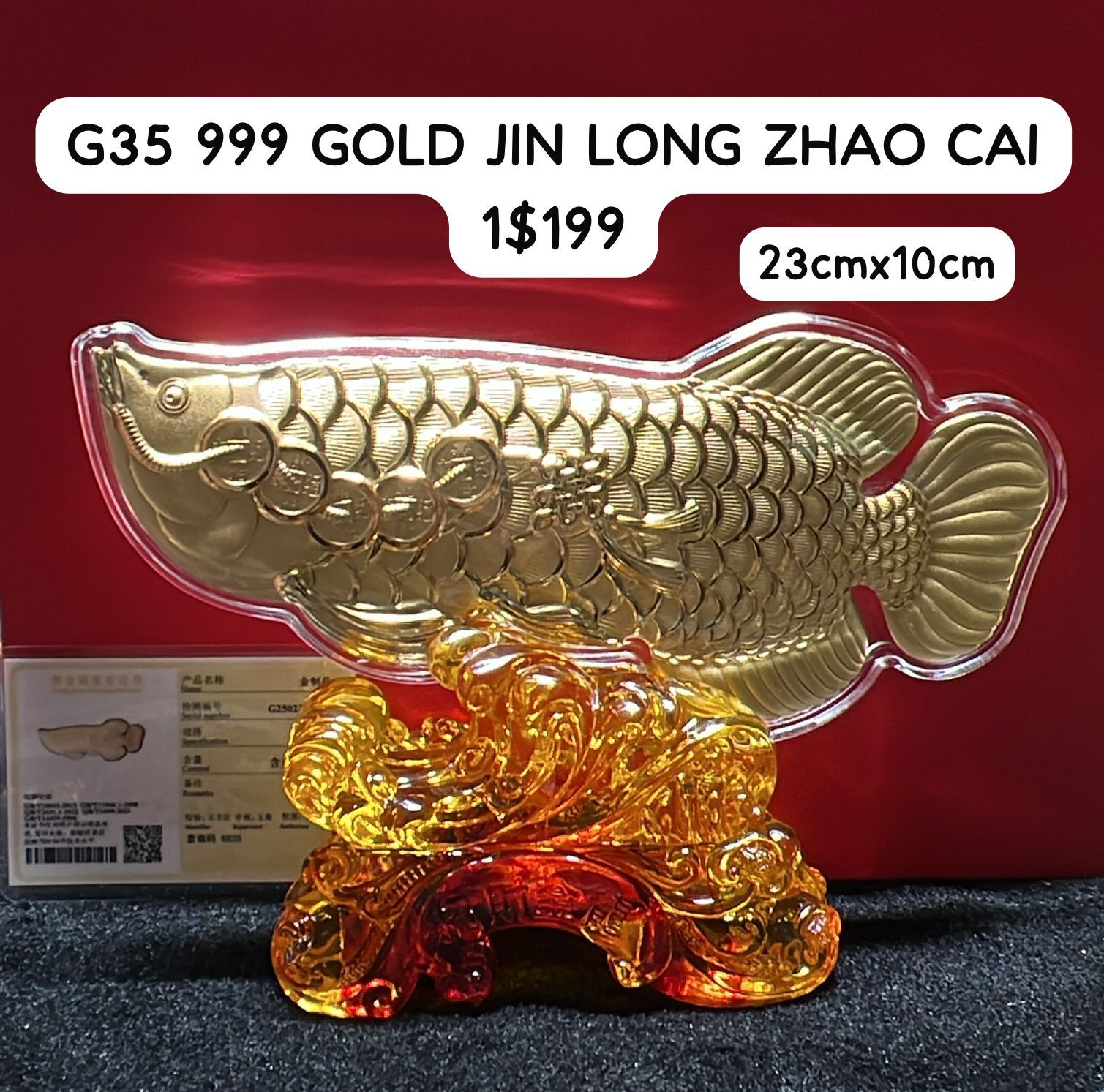 1 G35 999 GOLD JIN LONG ZHAO CAI + DISPLAY STAND