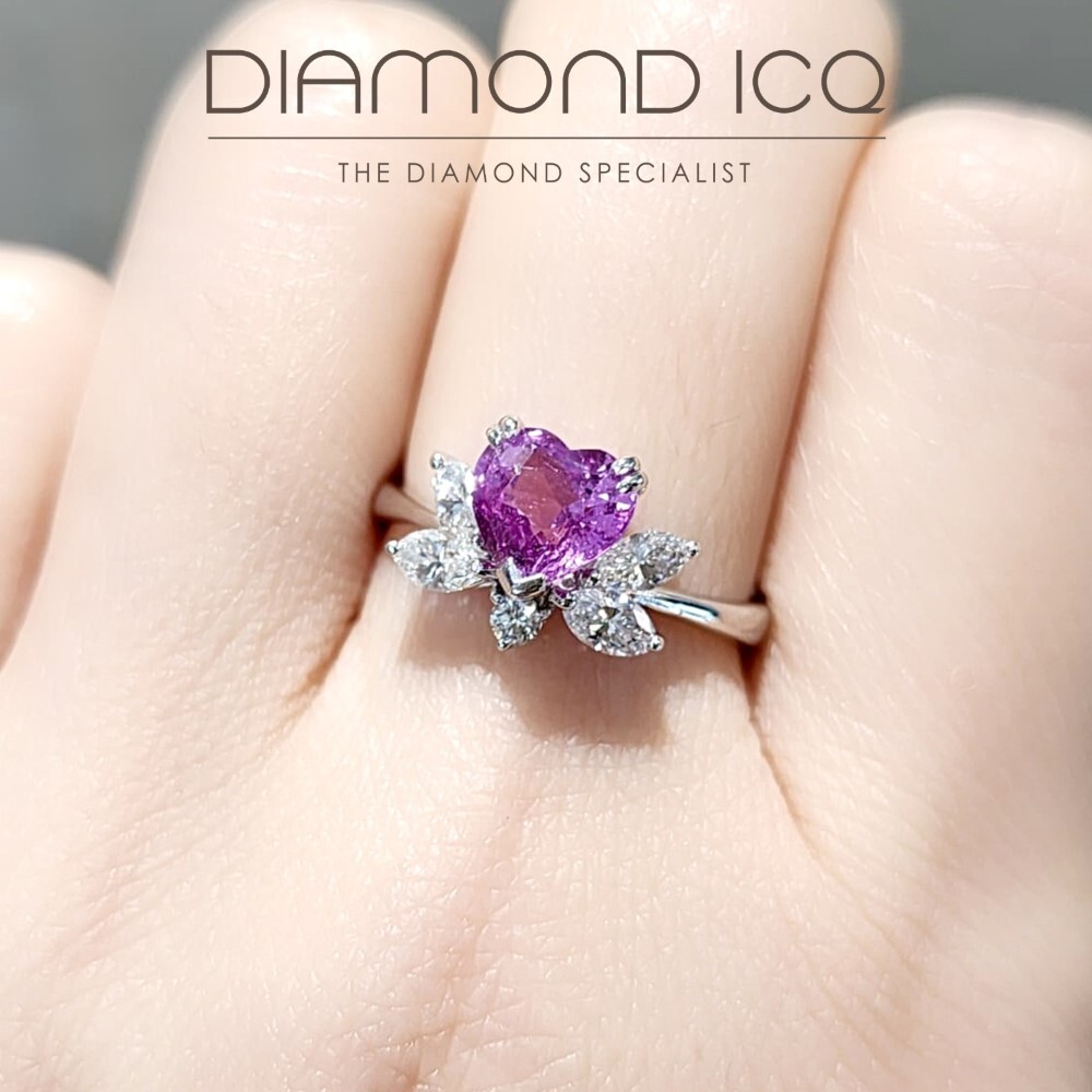 GGL Certified 1.94ctw Heart Sapphire and Diamonds Ri...