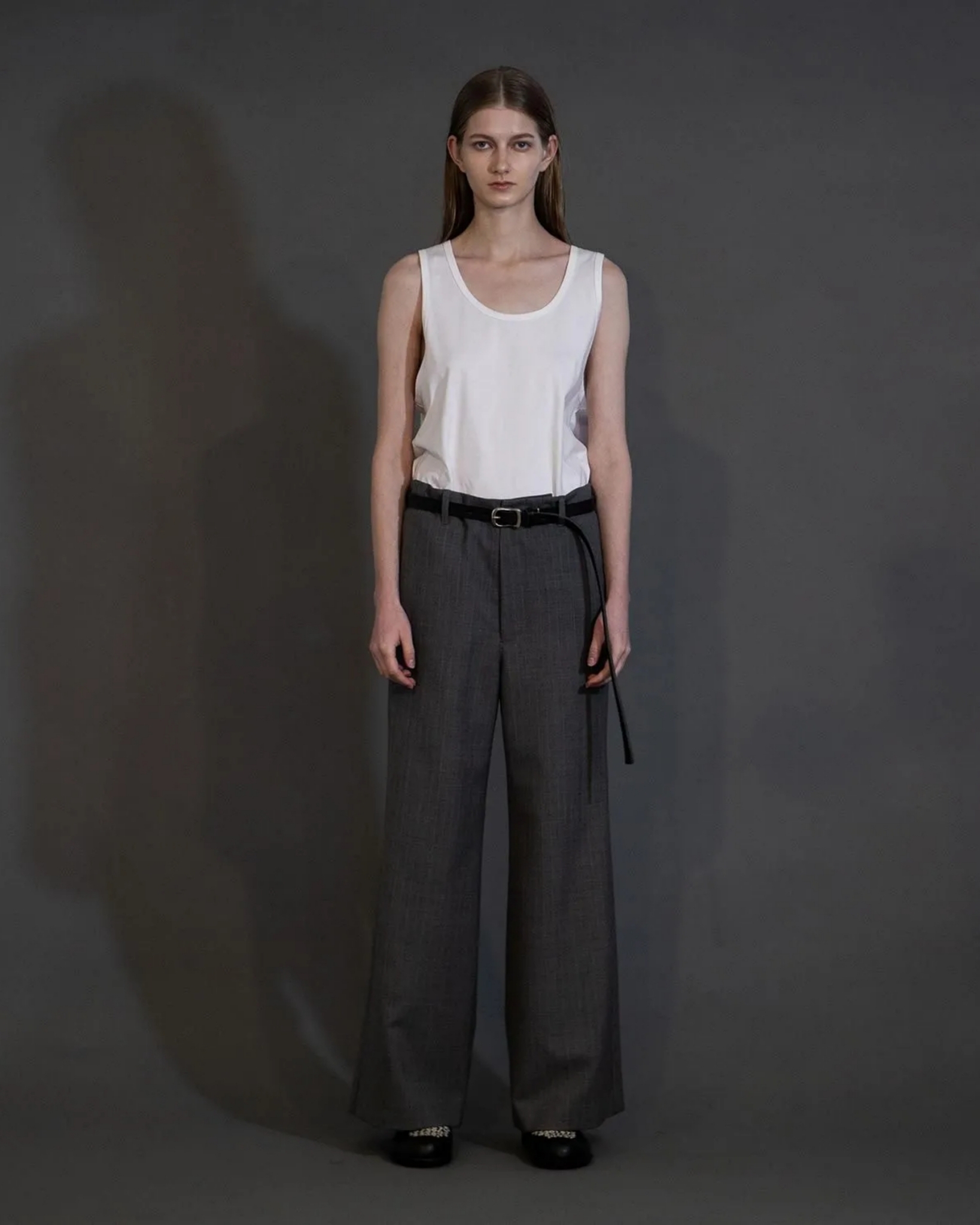 my beautiful landlet - STRIPE WOOL FLARED SLACKS / 2COL