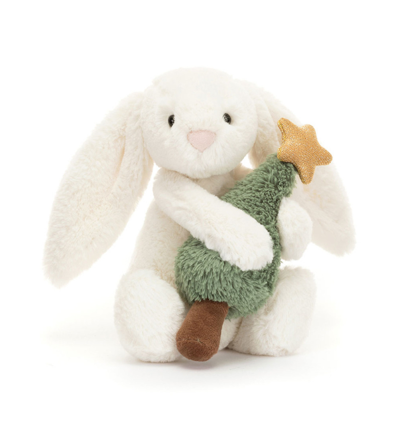 Jellycat Bashful Bunny With Christmas Tree