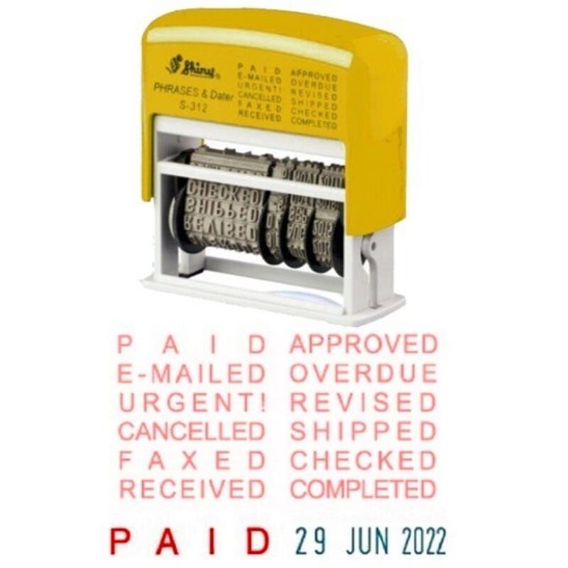 SHINY S312 DATE CHOP 12組詞語選擇 ""PAID, URGENT!, CANCELLED