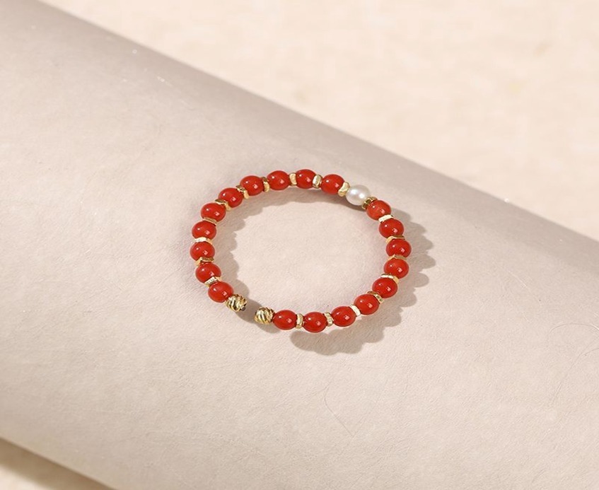 1 SH01 RED CORAL PEARL RING (RYAN)