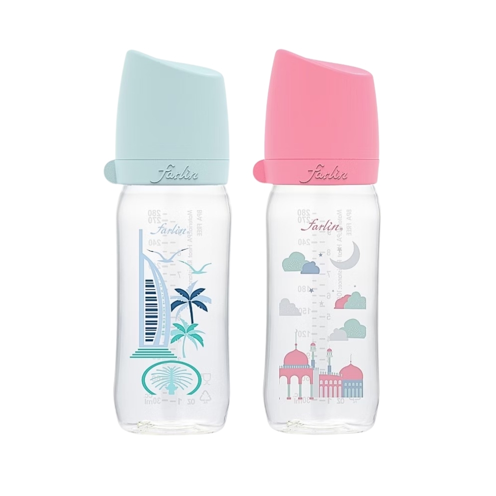 Farlin 城市系列寬口TR90奶瓶280ml/輕透有型，抗紫不變形(多色可選)