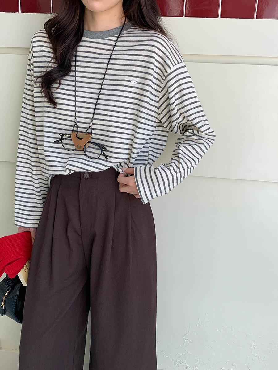 3377小圓標經典條紋慵懶tee/4color