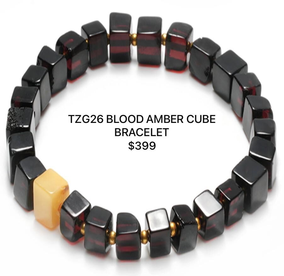 1 TZG26 BLOOD AMBER CUBE BRACELET (RYAN)