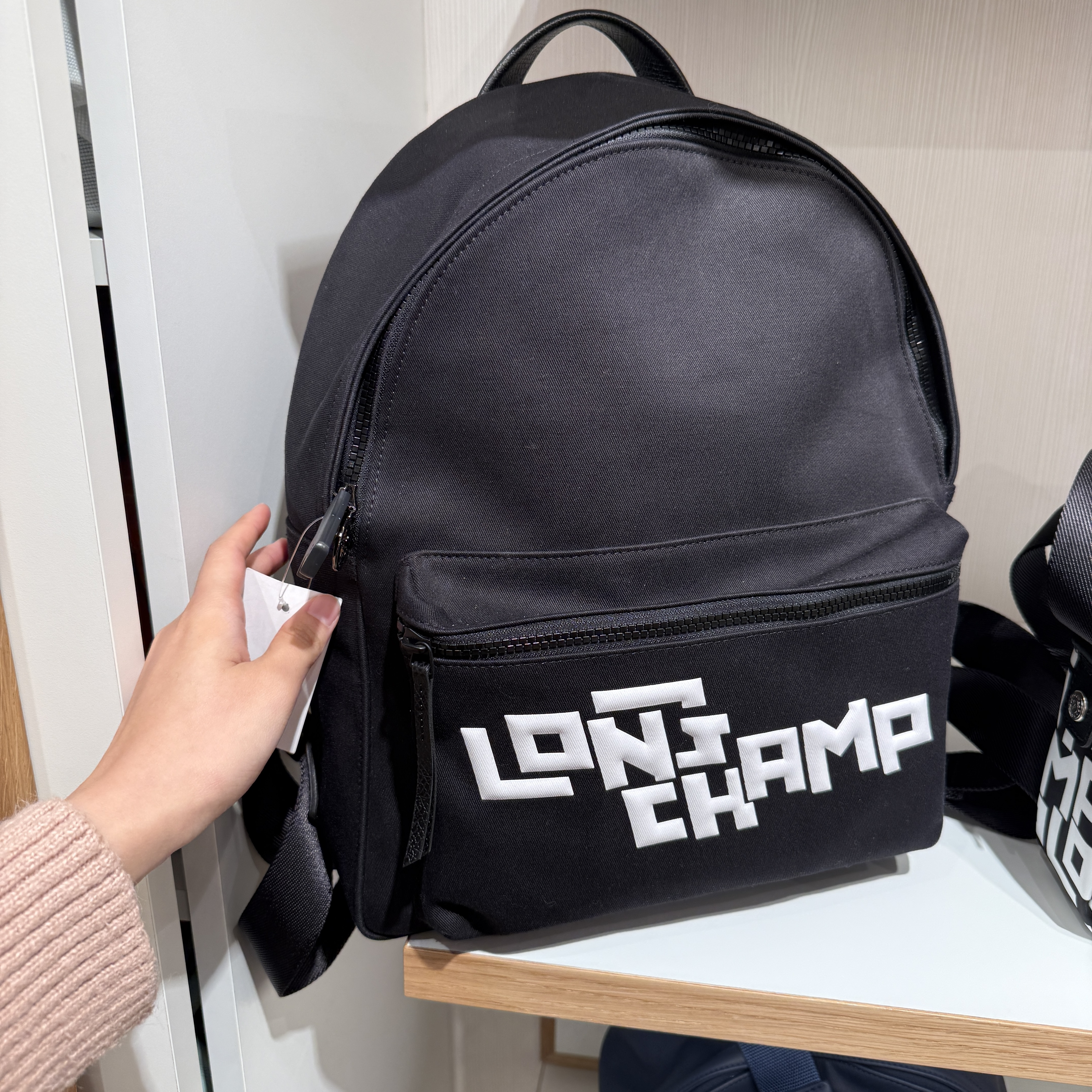 Longchamp Logo letters Nylon backpack black 20001