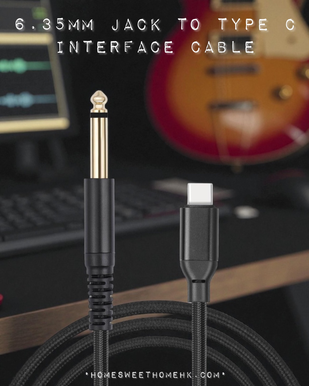 結他樂器 電話 連接線︱6.35mm Jack to Type-C Interface Cable (3M)︱