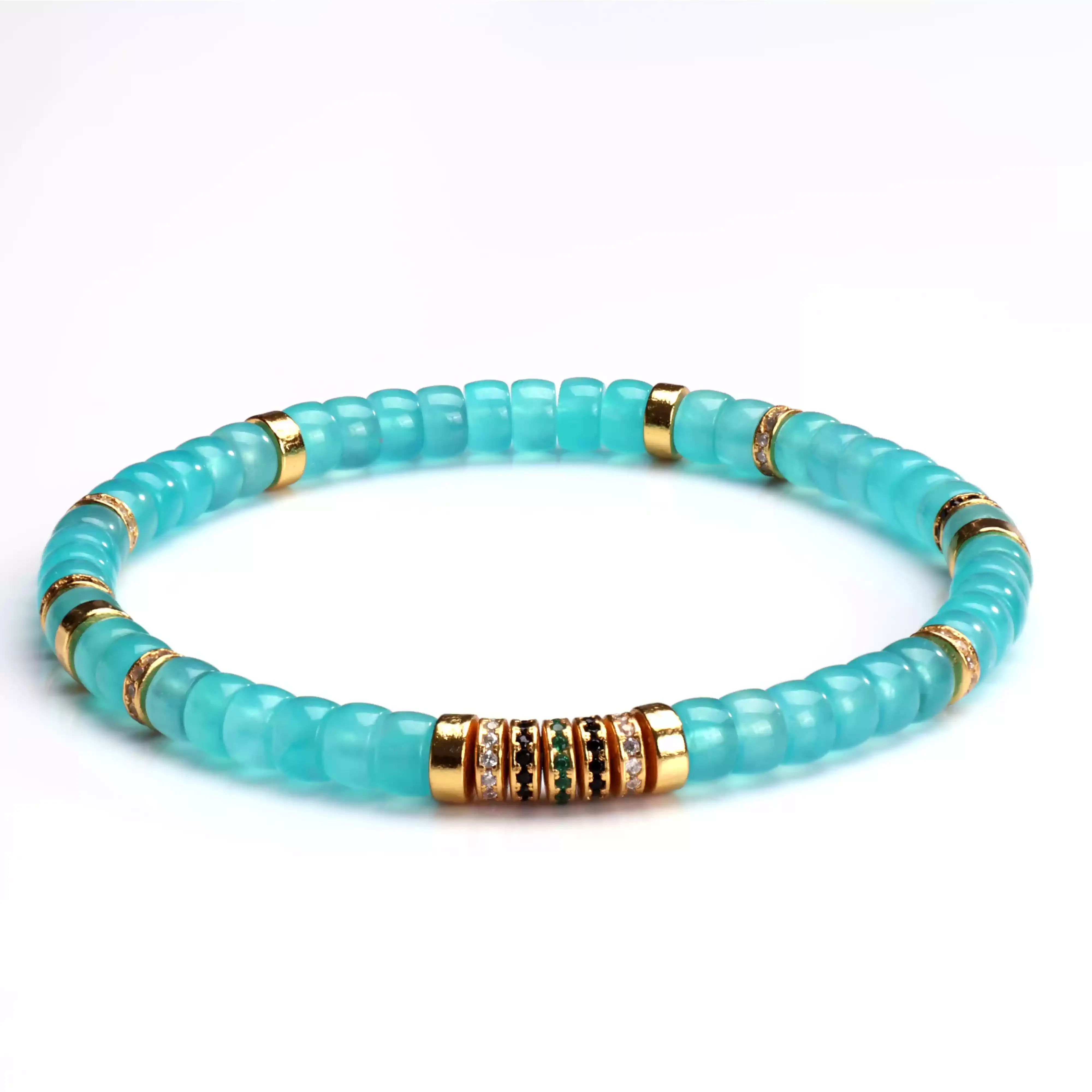 SIO Crystal希奧水晶｜寶石直切天河石手鍊｜平靜勇氣・真誠溝通・希望能量之石