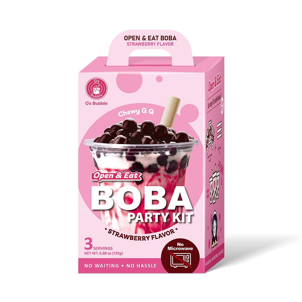 Open To Eat Boba Party Kit – Strawberry (3 Servings)